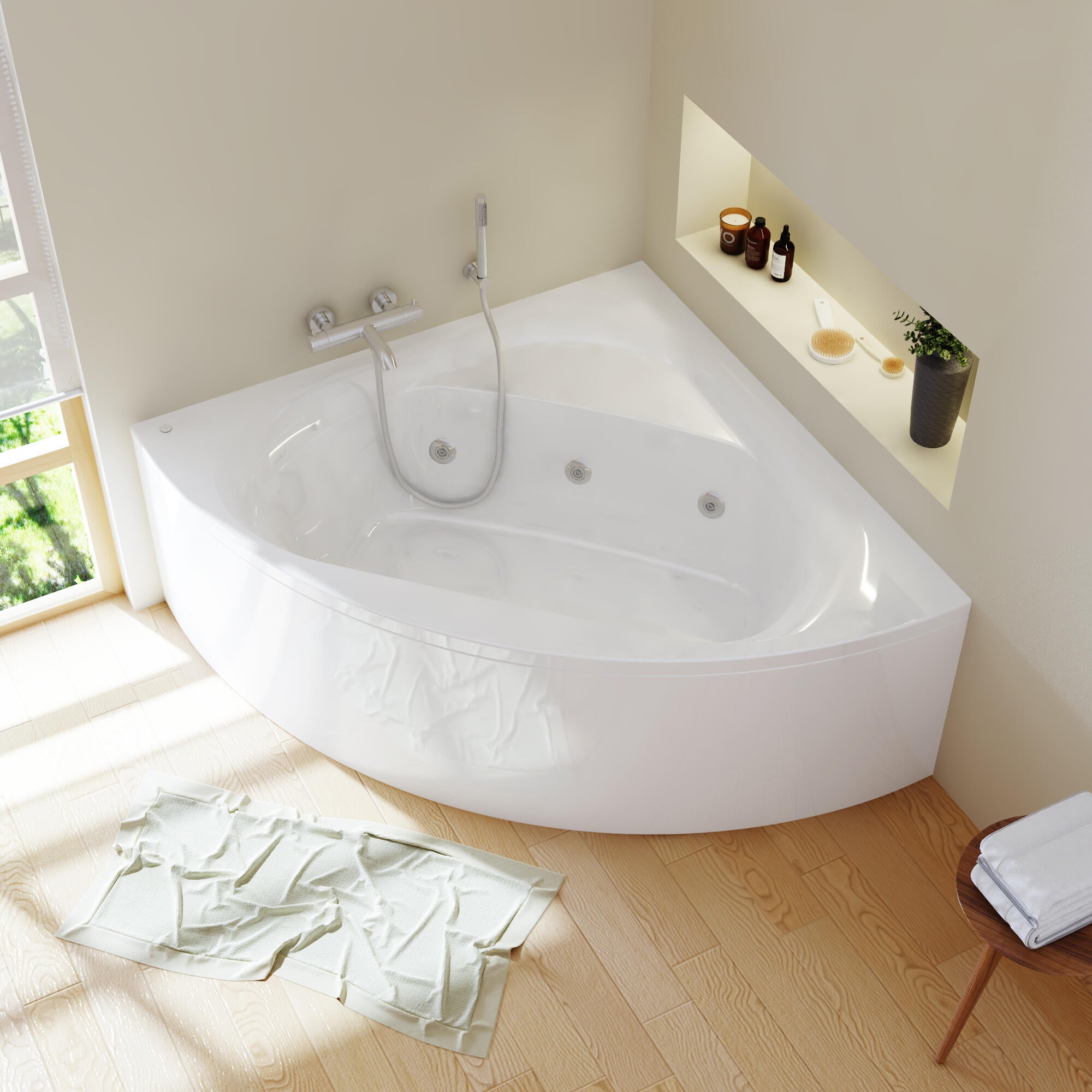 Vasca idromassaggio angolare 140 x 140 cm 6 bocchette | Leroy Merlin