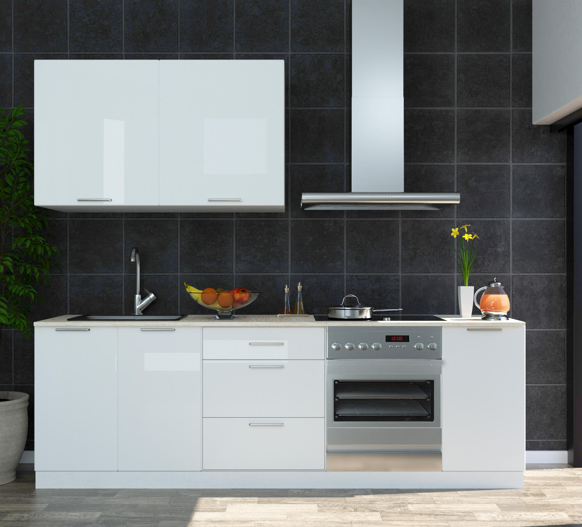 Composición Delinia ID Atenas blanco br 240 con muebles altos, bajos y ...