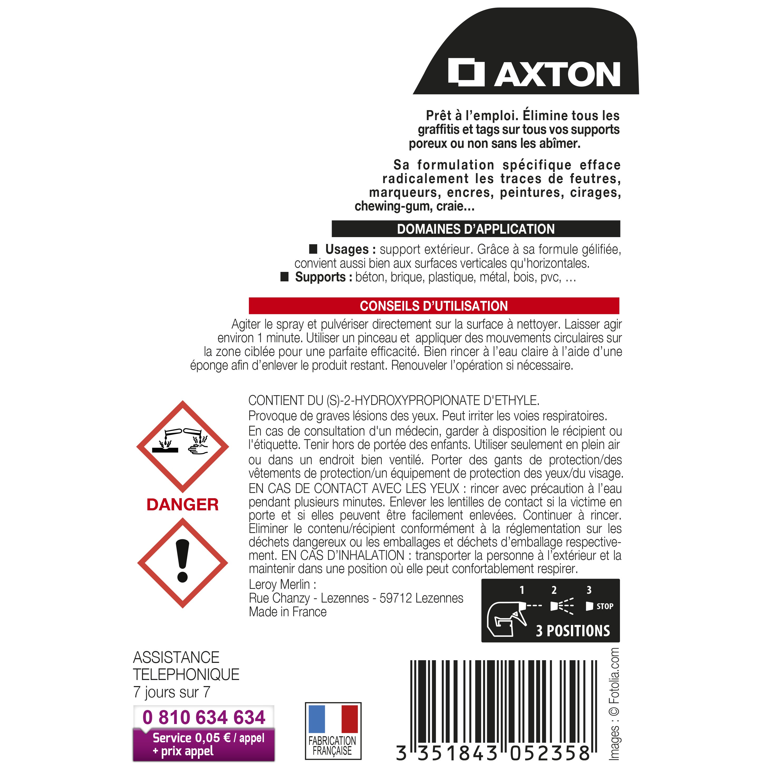 Nettoyant Graffiti spray AXTON, 400 ML | Leroy Merlin
