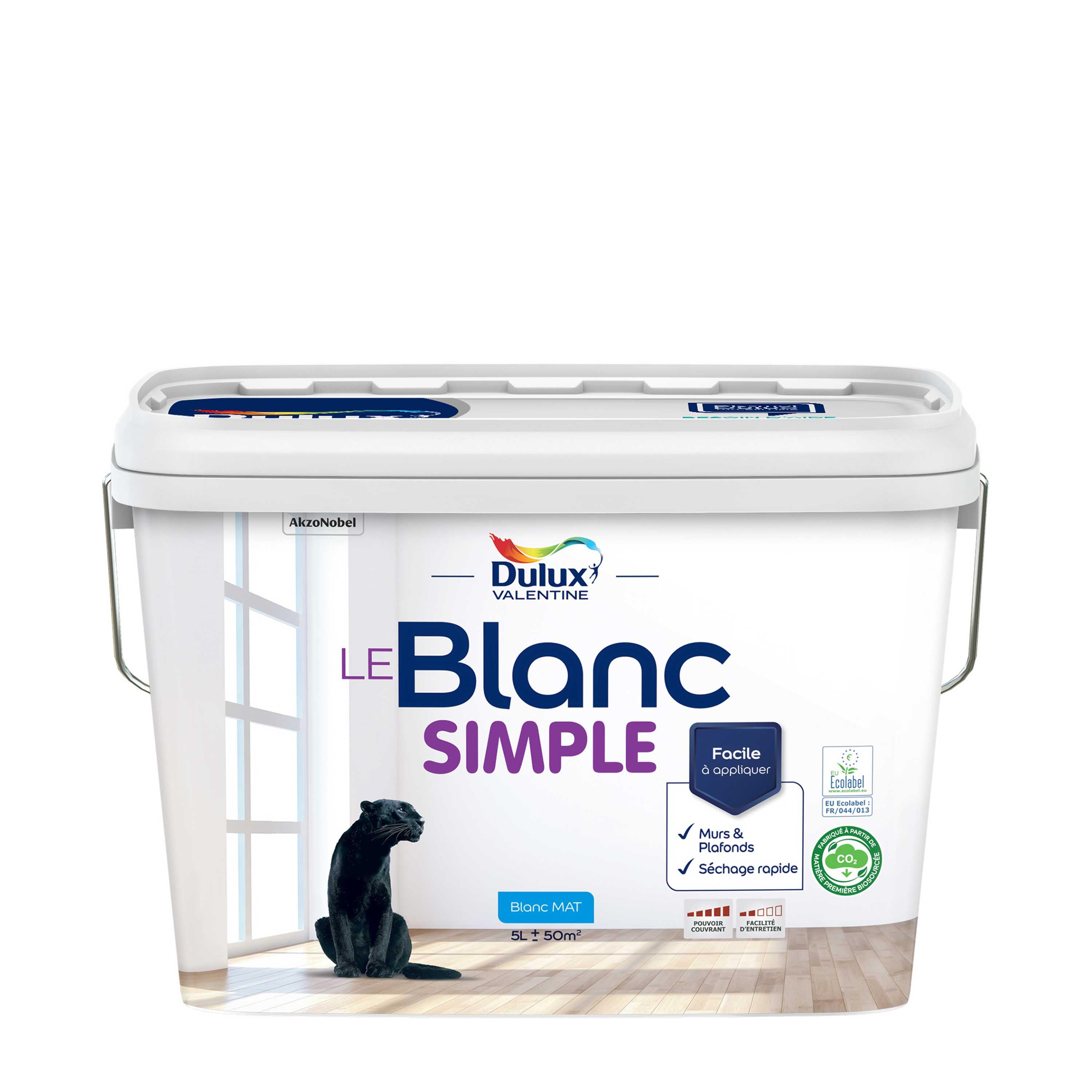 Peinture mur blanc mat DULUX VALENTINE Simple 5L | Leroy Merlin