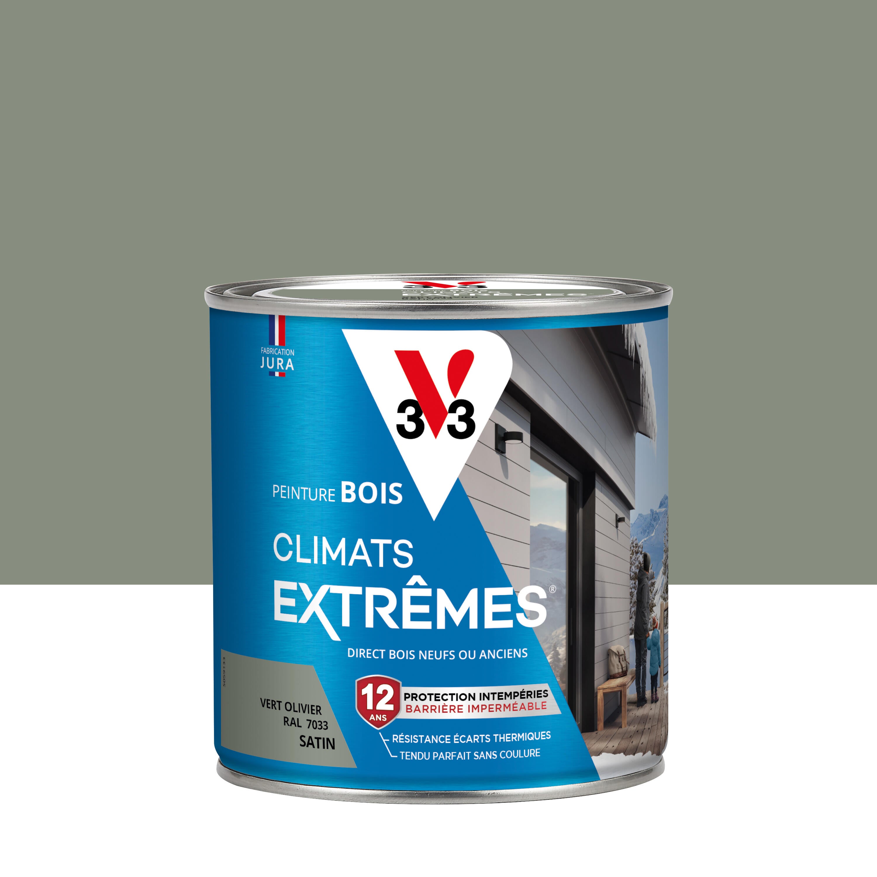 Peinture extérieure bois Climats extrêmes® V33 vert olivier satiné 0.5l ...