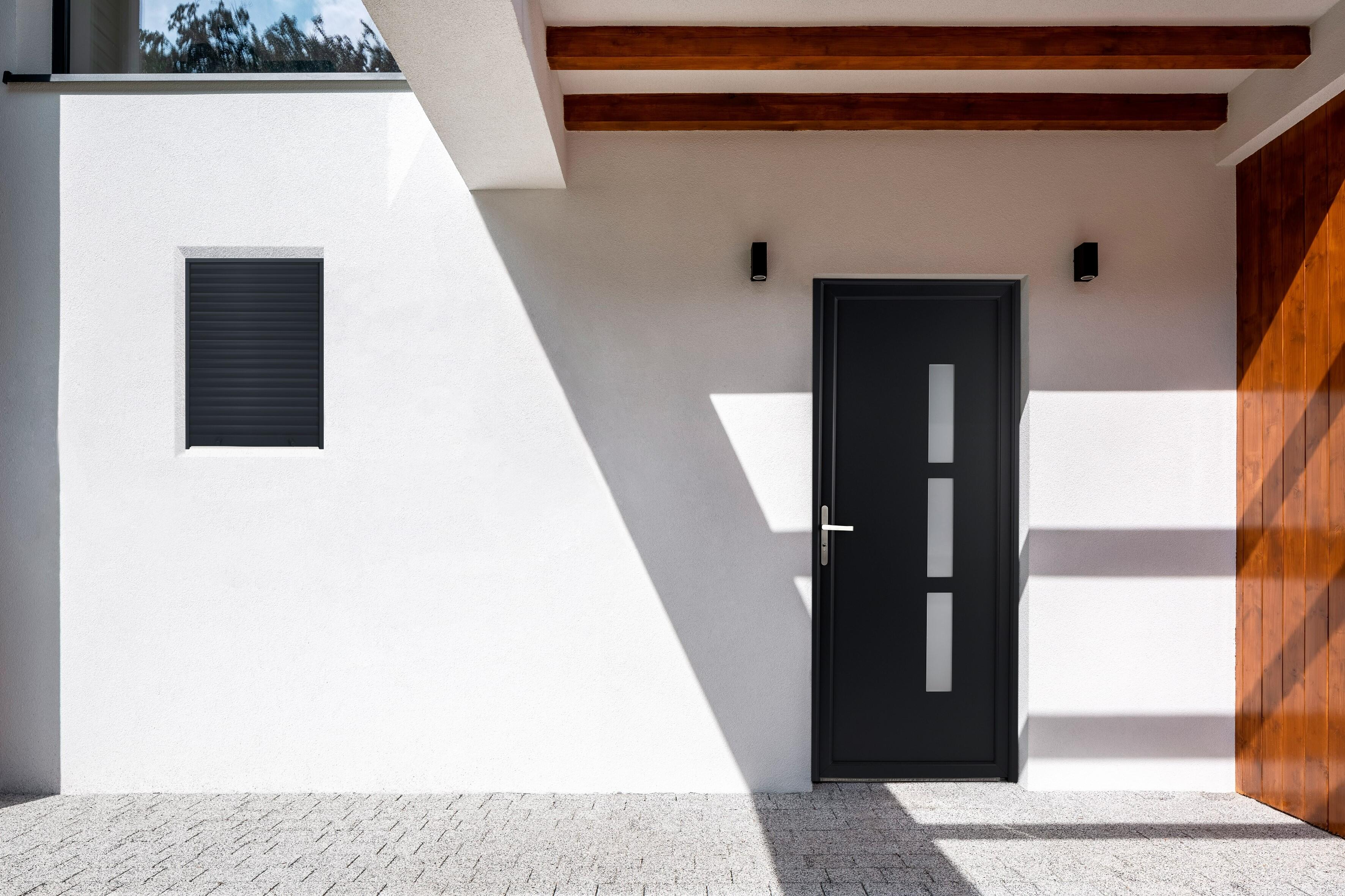 Fenêtre av.volet roul.PVC Essentiel H.95 x l.60 cm gris ext/blanc int ...