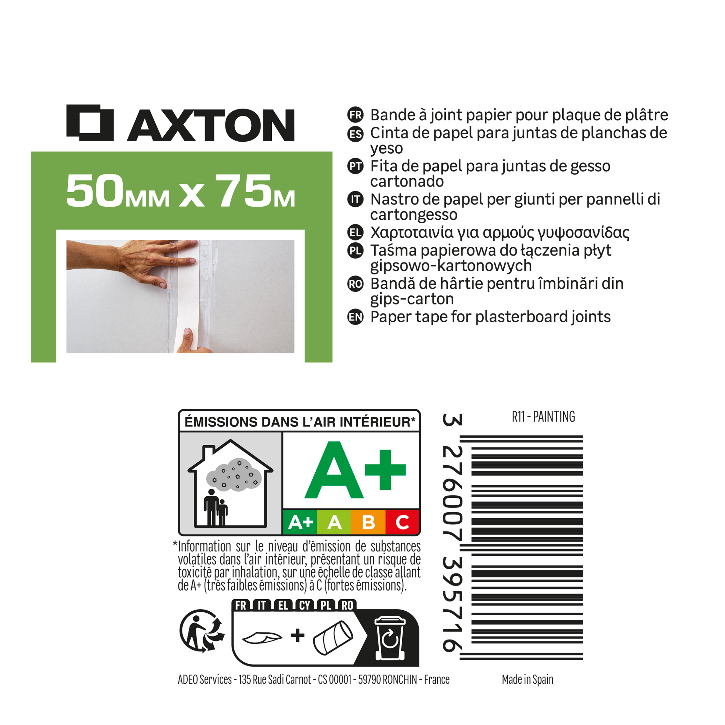 Bande à joint papier AXTON l.50 mm x L.75 m | Leroy Merlin