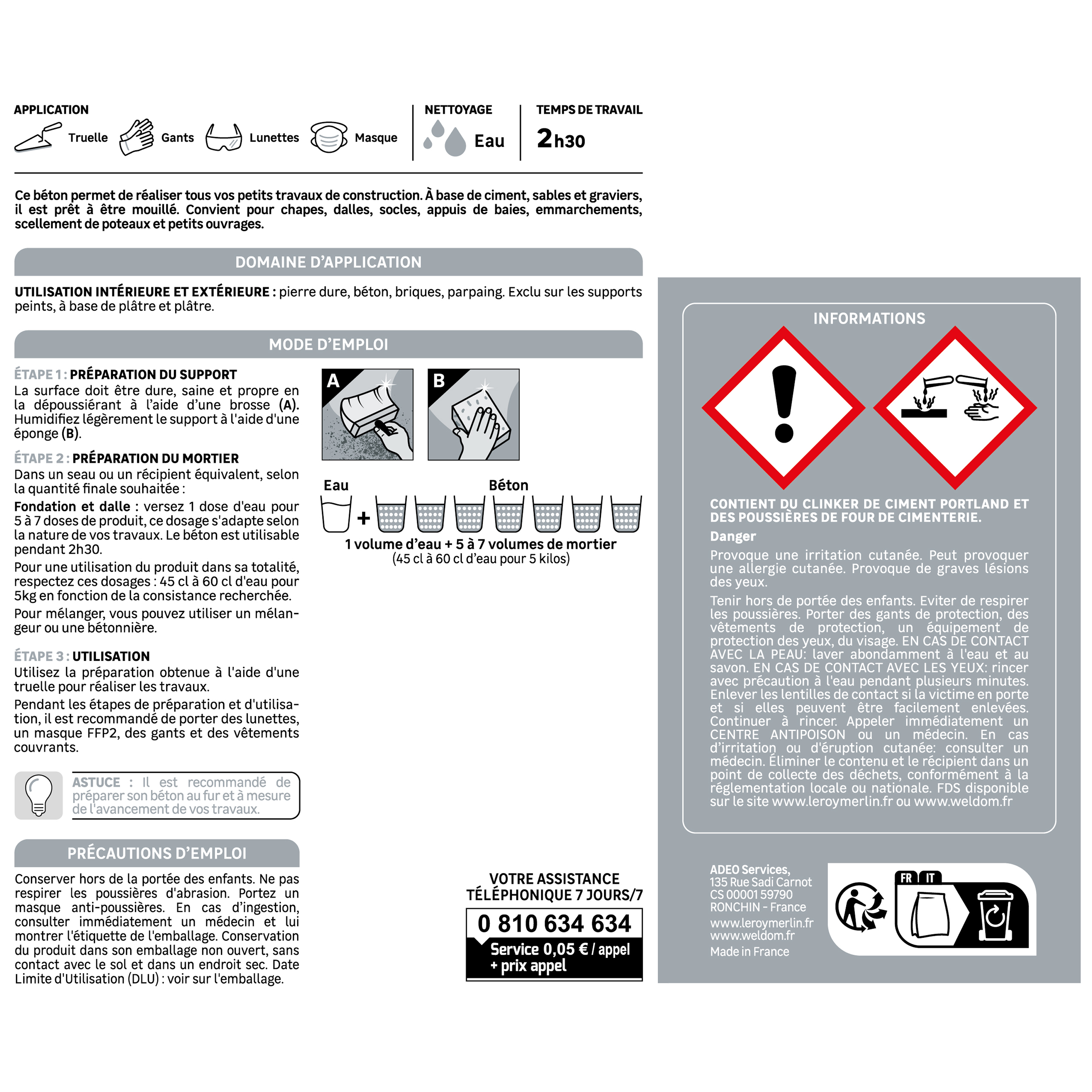 Béton prêt à l'emploi gris AXTON, 5 kg | Leroy Merlin