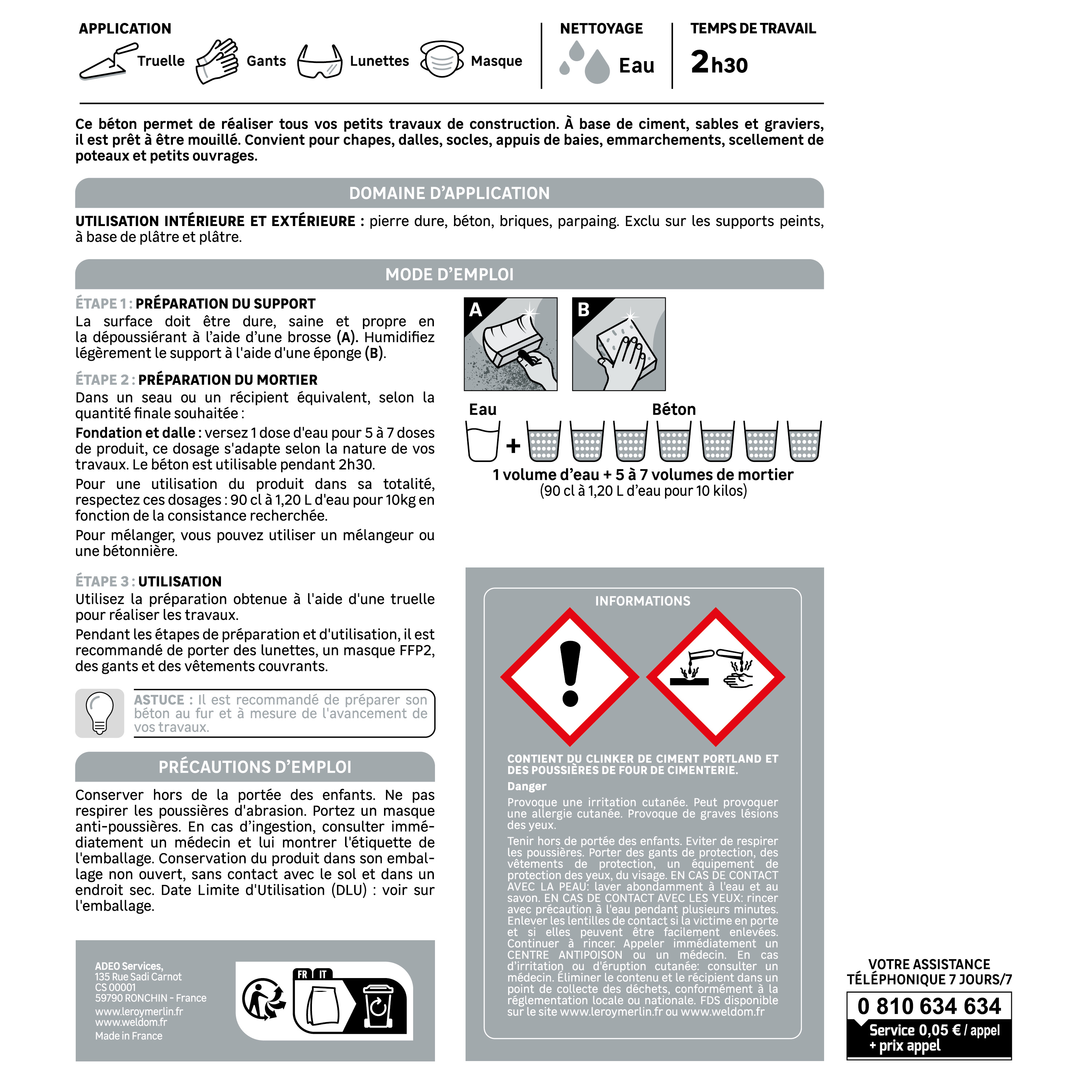 Béton prêt à l'emploi gris AXTON, 10 kg | Leroy Merlin