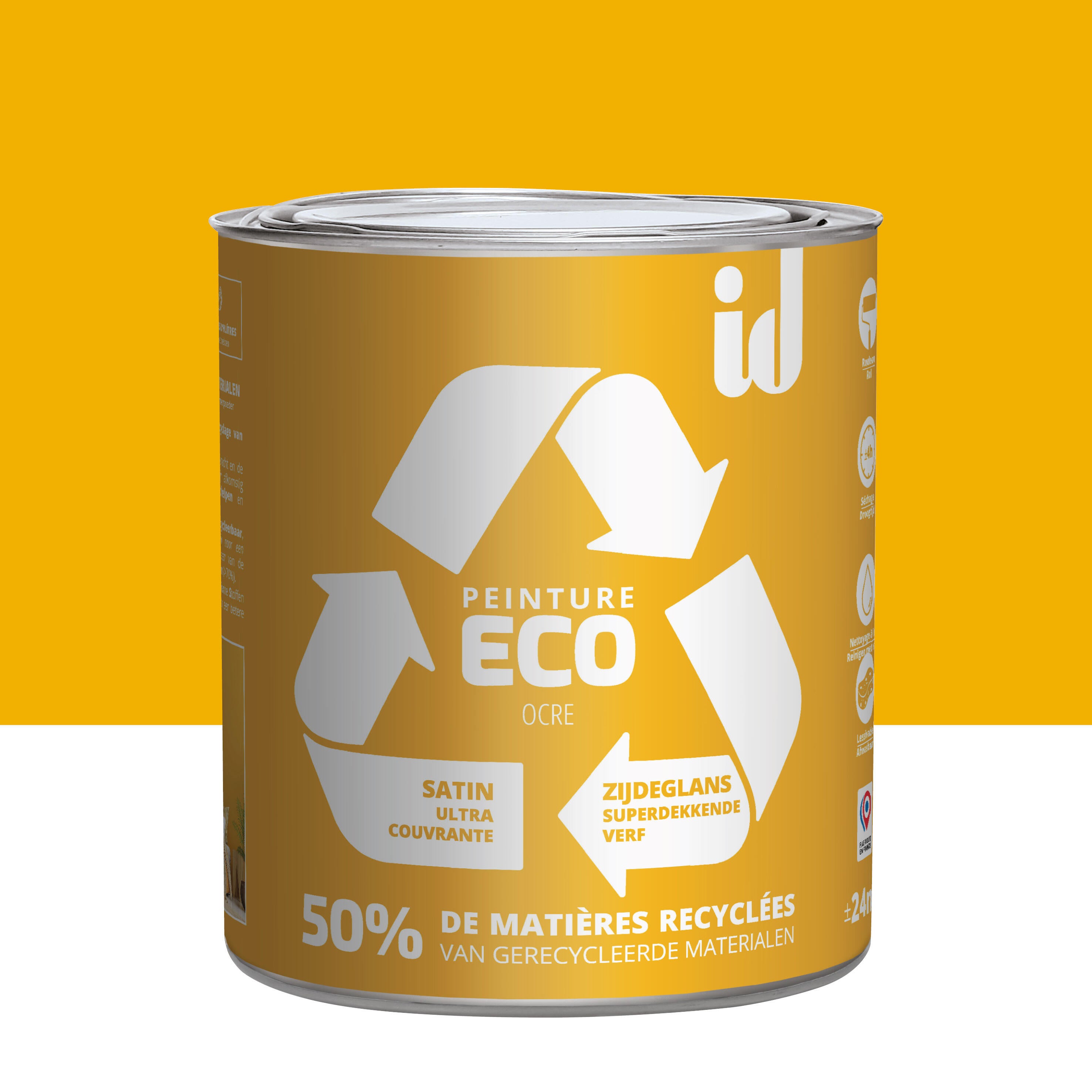 Peinture mur, plafond ocre satin ID Eco 2L | Leroy Merlin
