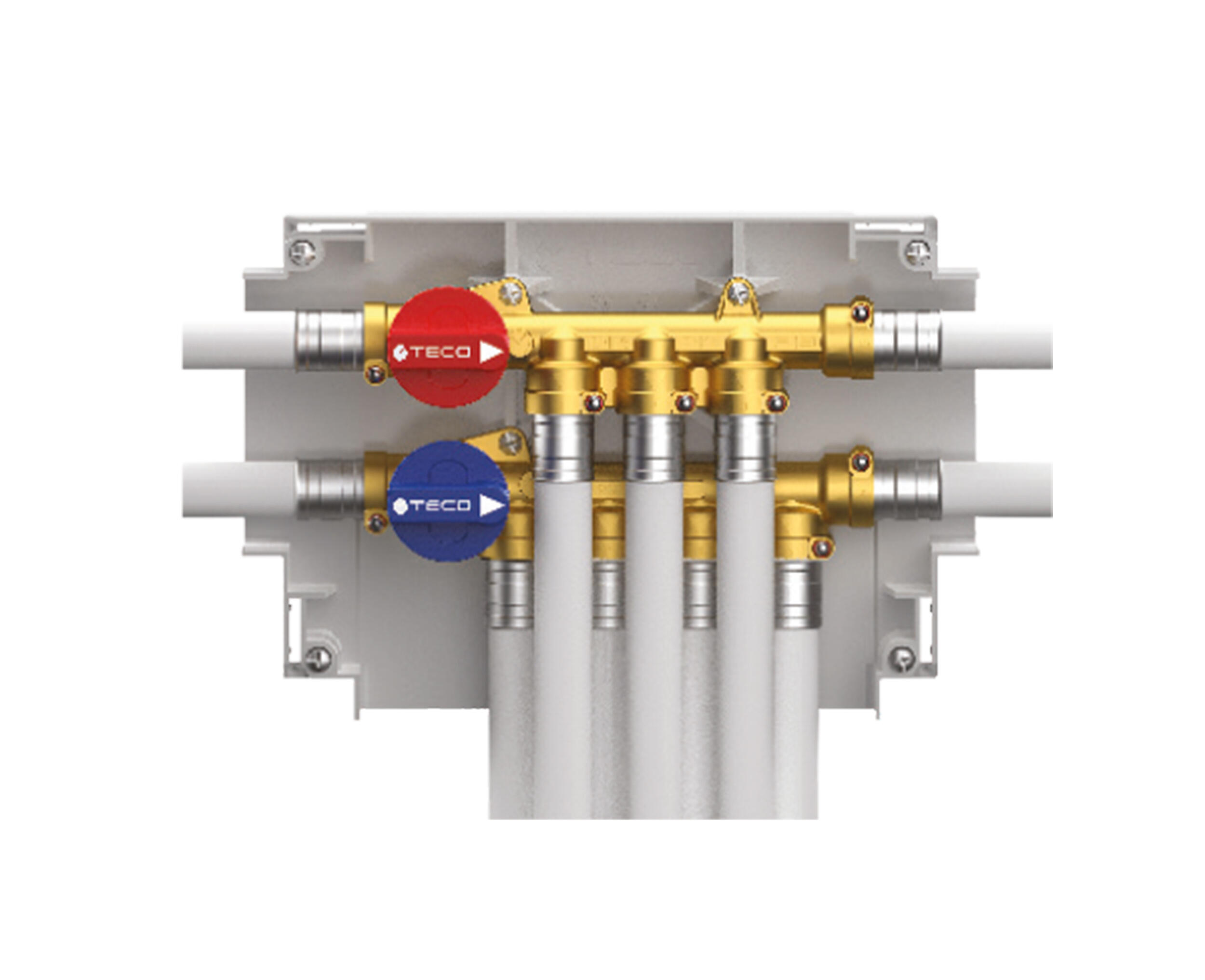 Collettore di distribuzione TECO 4 vie ingresso M1/2" uscita M1/2" INT ...