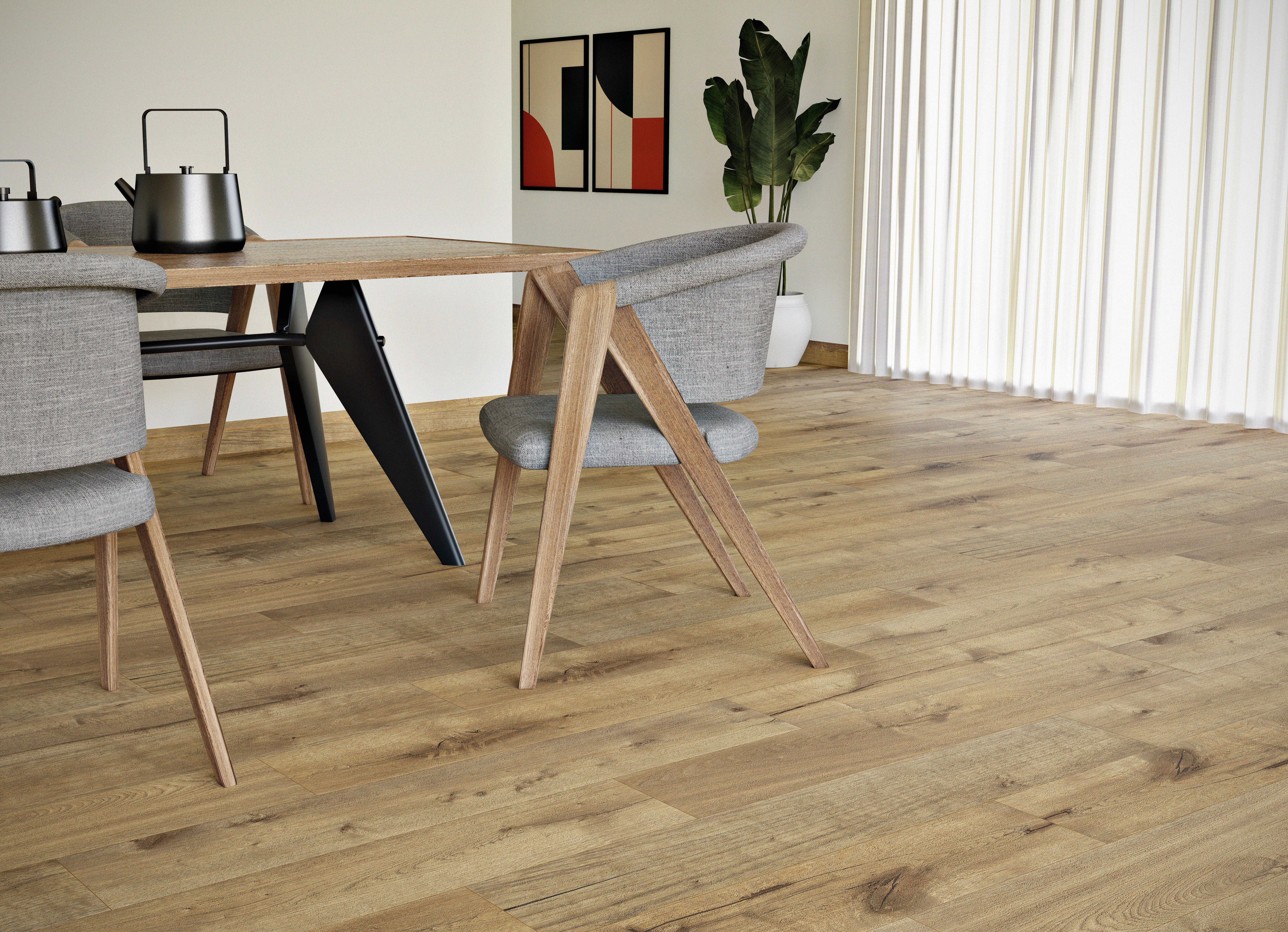 Suelo porcelánico Amazonas efecto madera roble 20x120 cm C2 | Leroy Merlin
