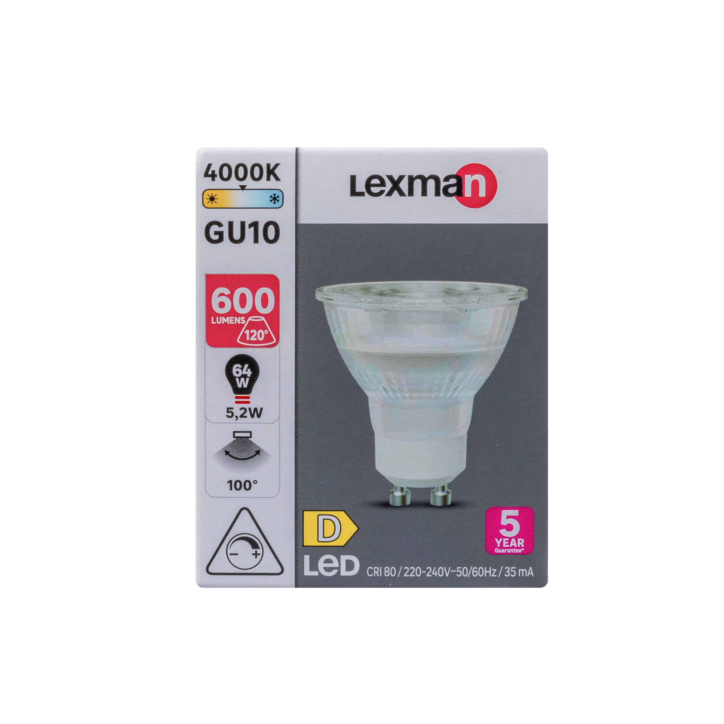Bombilla LED GU10 600 lúmenes 5.2W color de la luz blanco neutro 4000K ...