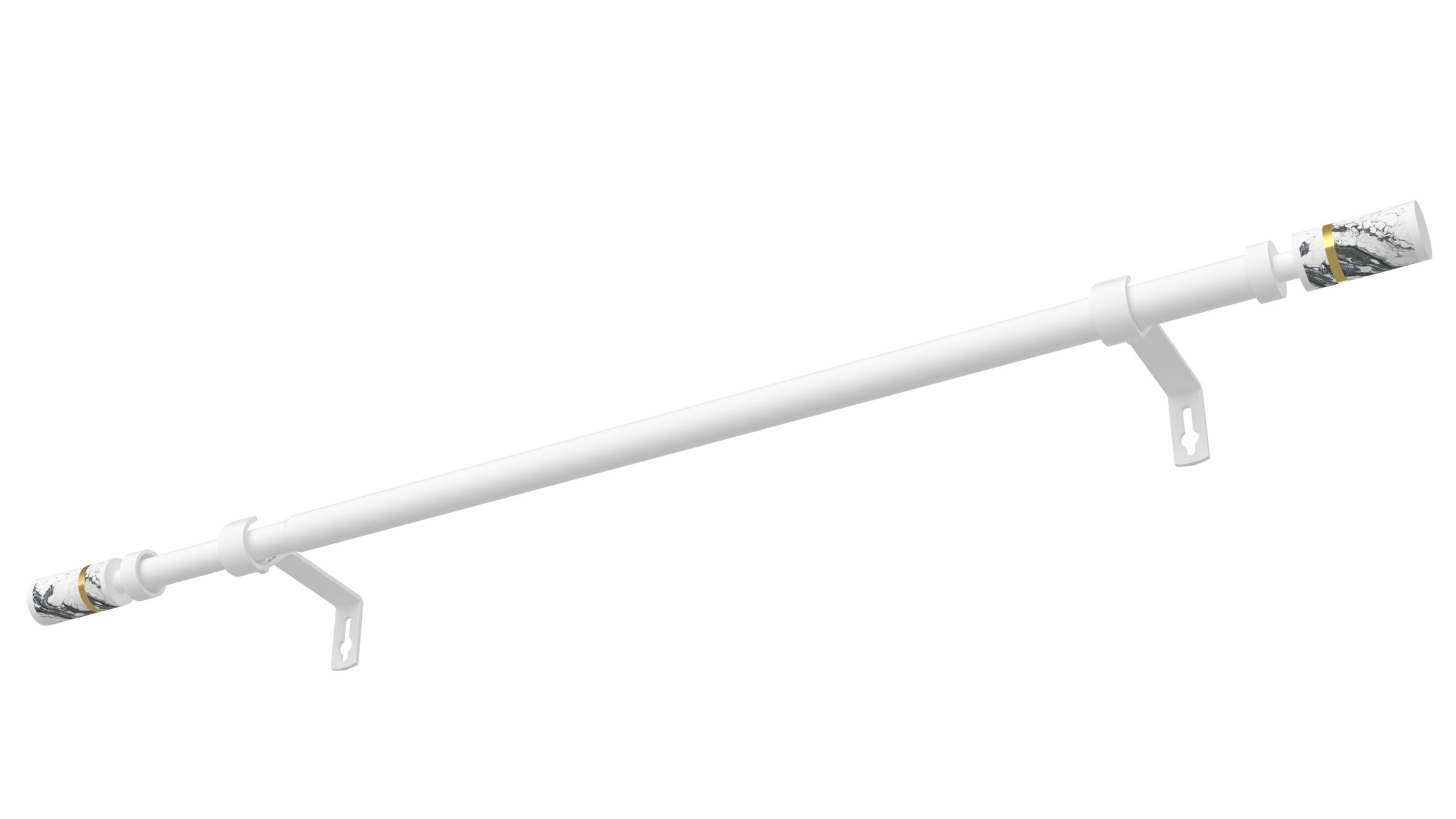 Kit de tringle à rideau Effet marbre Diam.19 mm blanc 120 à 210 cm ...