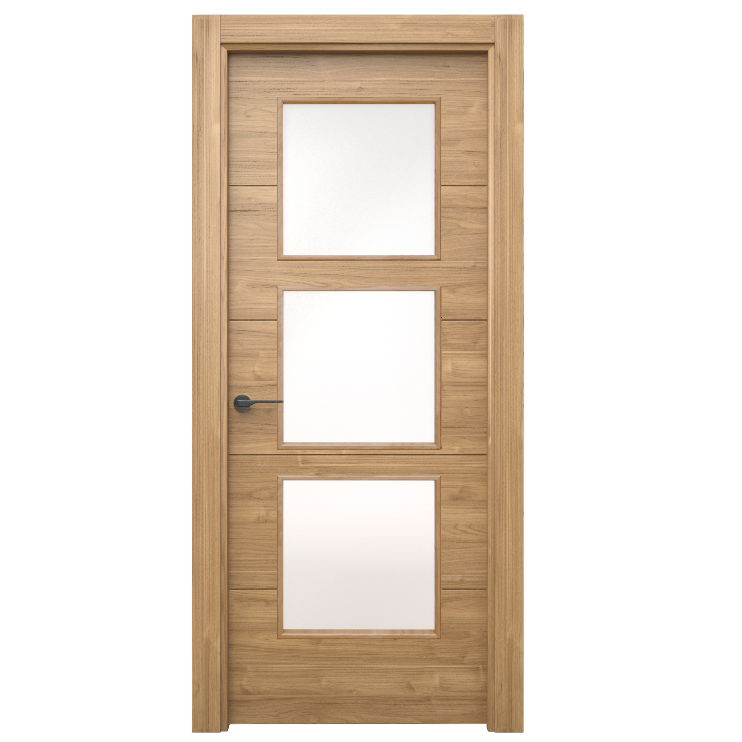 Puerta interior abatible Berna Slow nogal Line plus derecha cristal 9x ...