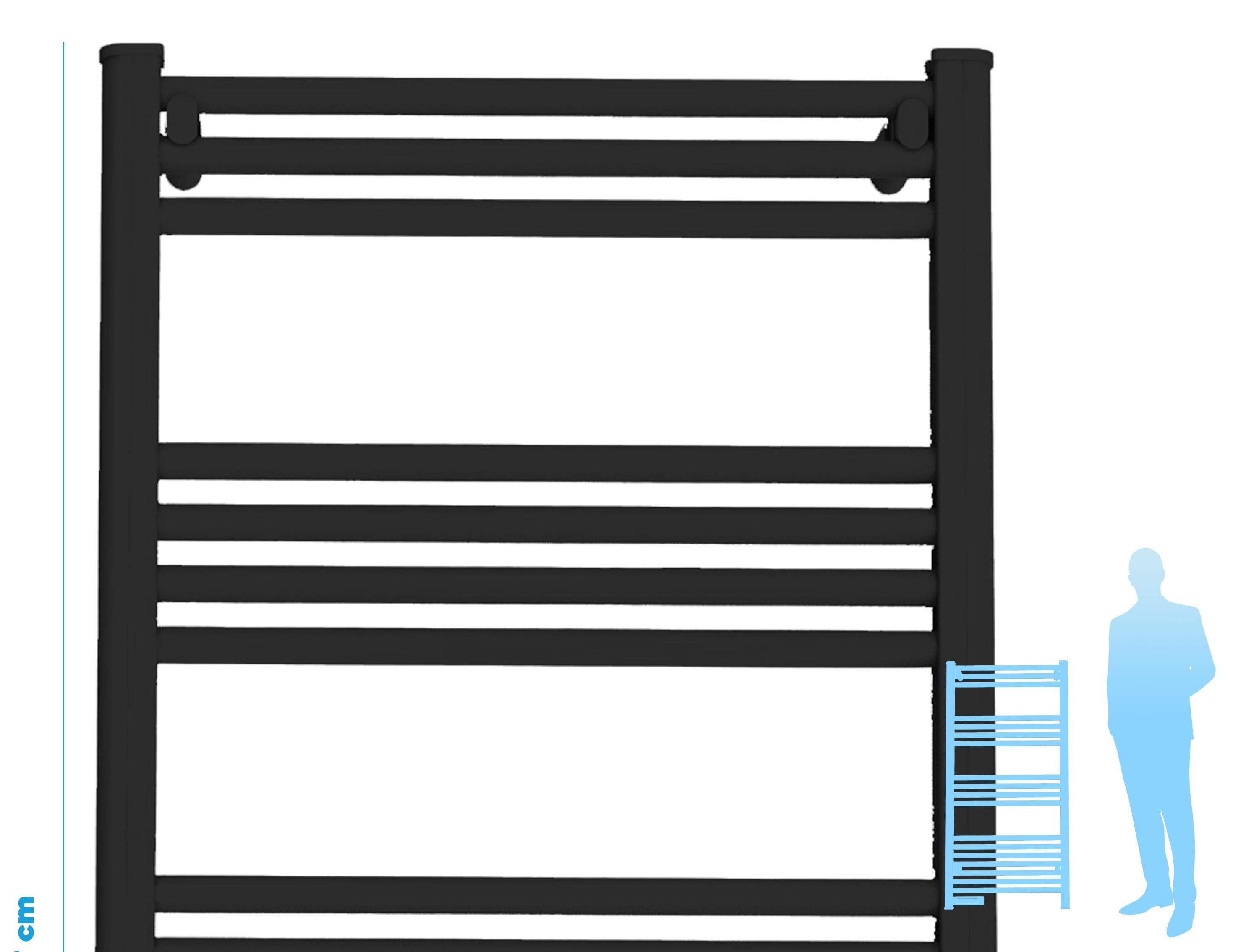 Radiador toallero eléctrico NTW 11B 500W negro | Leroy Merlin