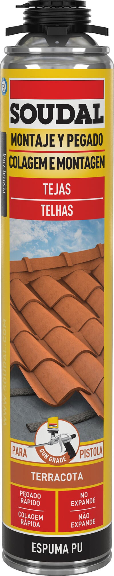 Espuma de poliuretano Tejas SOUDAL Pistola 750 ml | Leroy Merlin