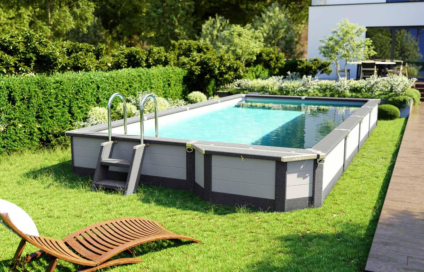 Piscine composite AZTECK, rectangulaire, L.5,10 x l.2,5 x H.1,4m ...