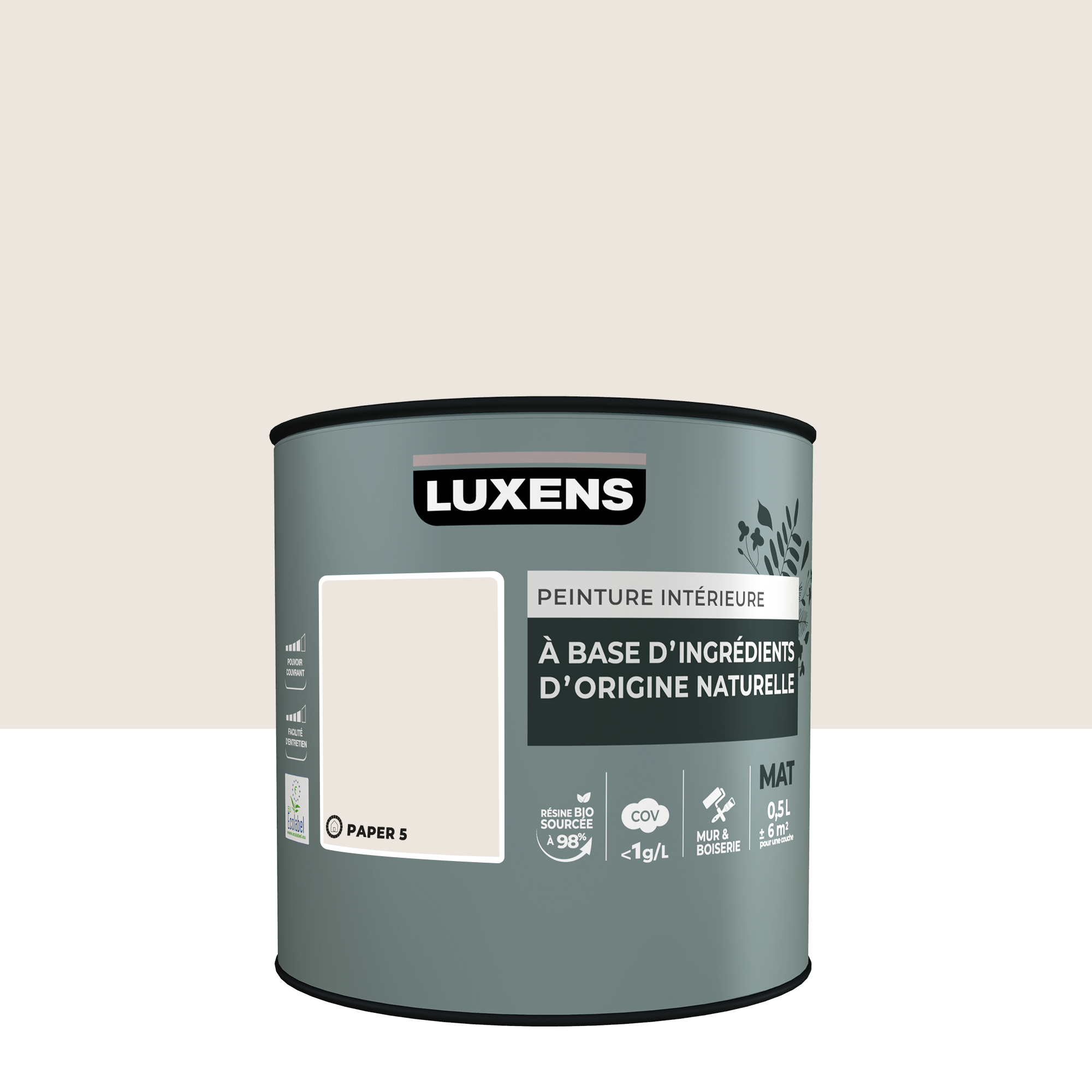Peinture mur, boiserie paper 5 mat LUXENS Biosourcée 0.5L | Leroy Merlin