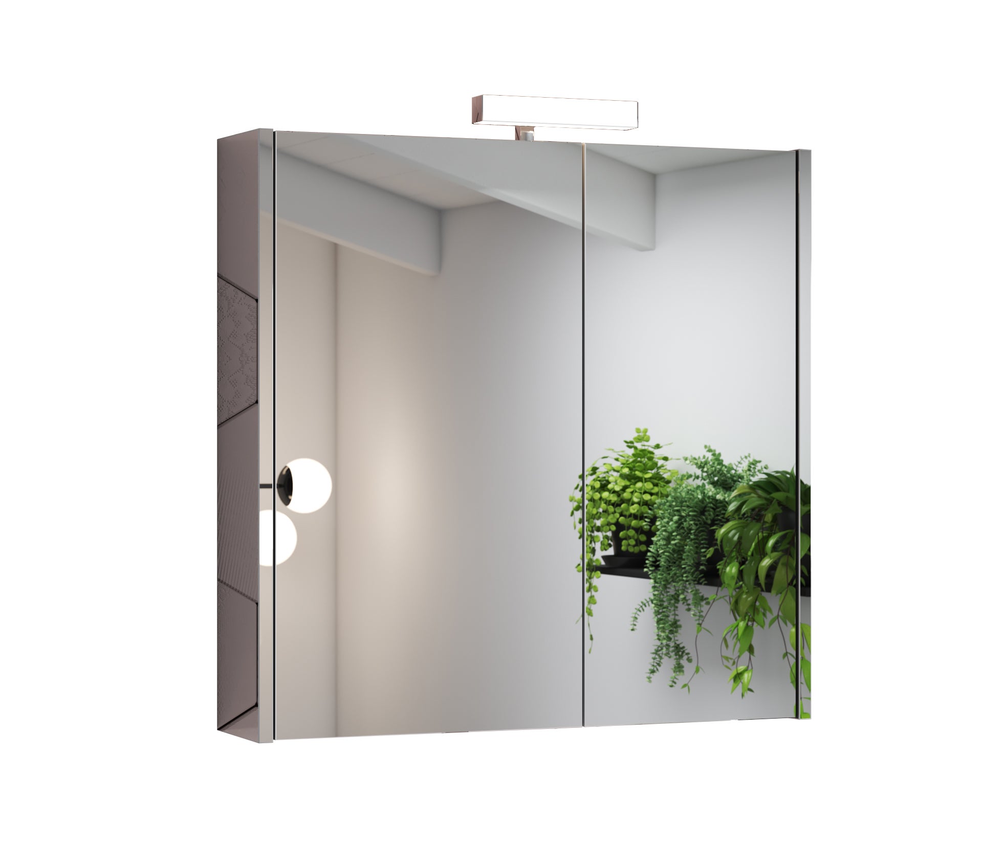 Specchio contenitore con illuminazione Akira L 71.5 x P 15.5 x H 70 cm ...