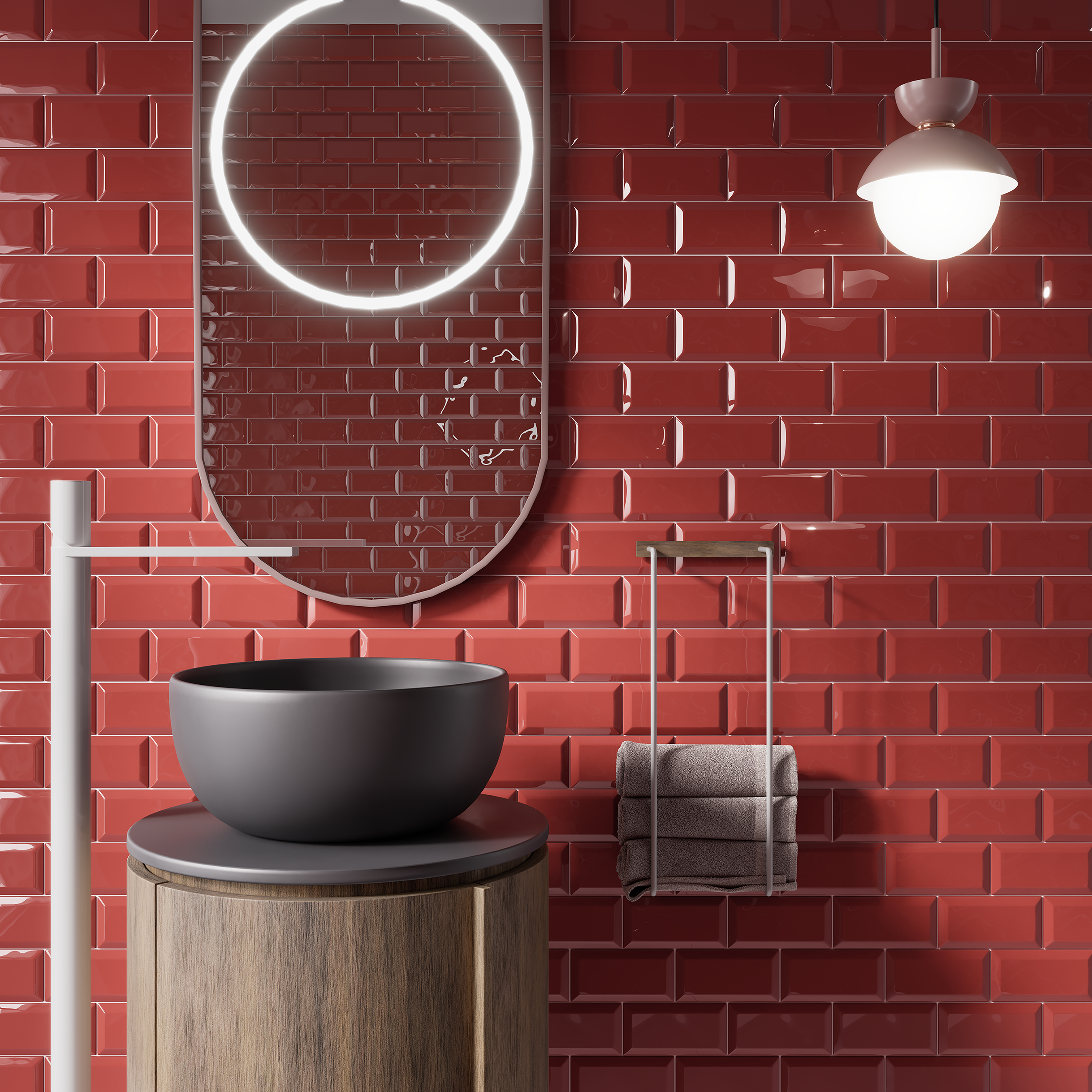 Azulejo cerámico Metro efecto rojo 7.5x15 cm ARTENS | Leroy Merlin