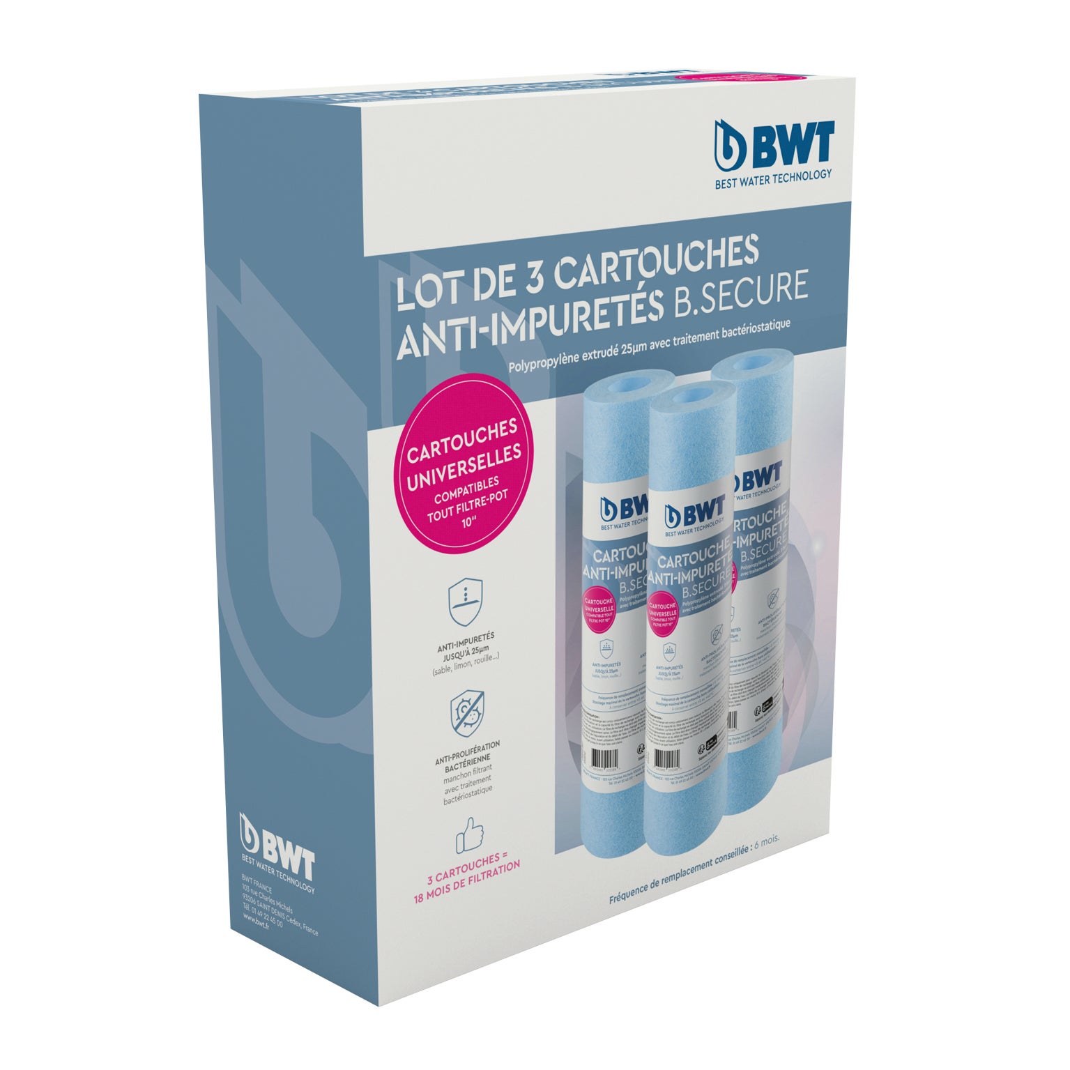 Lot de 3 cartouches filtrantes anti impuretés BWT | Leroy Merlin