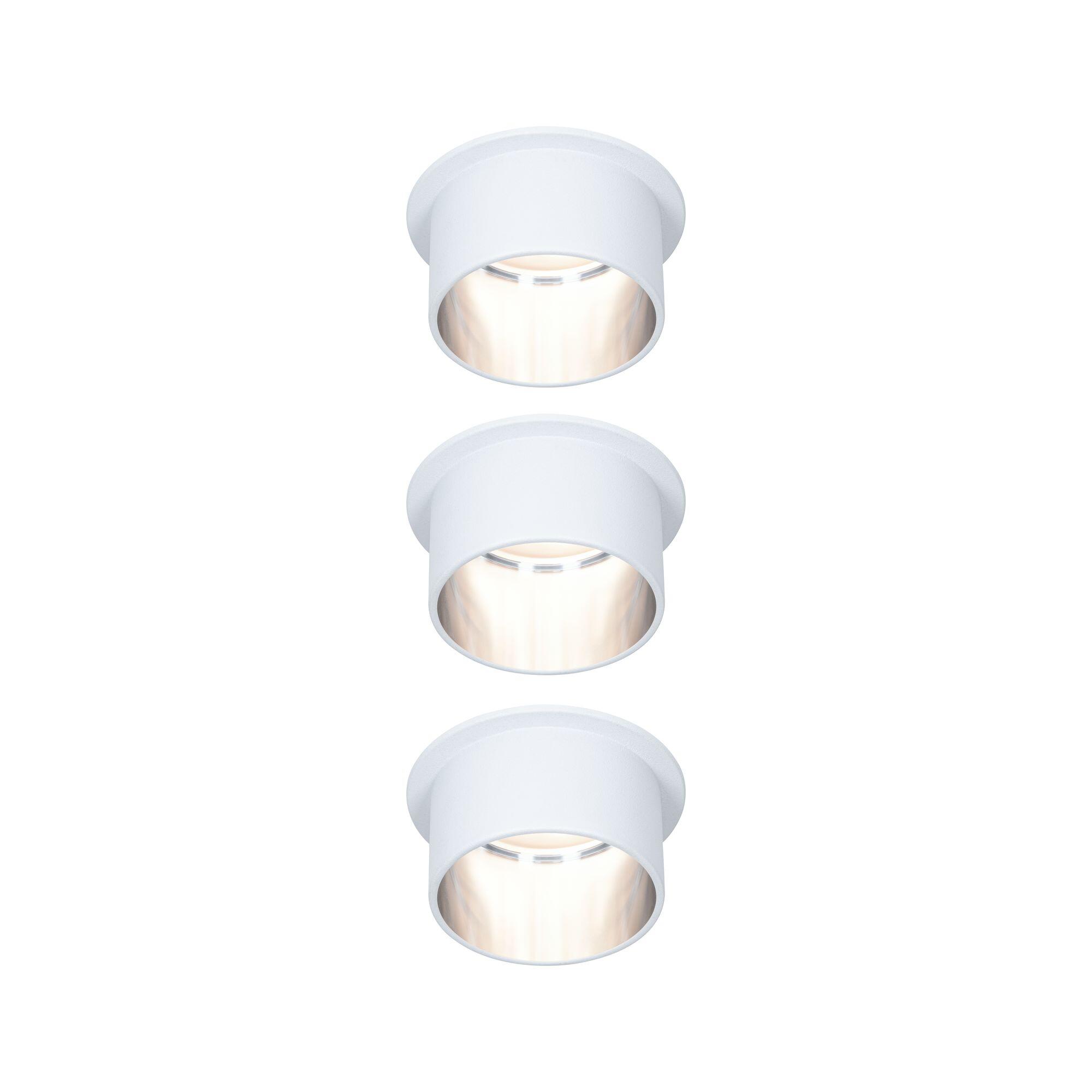 Kit 3 spots à encastrer LED Gil, blanc chaud 2700K, rond blanc / argent ...