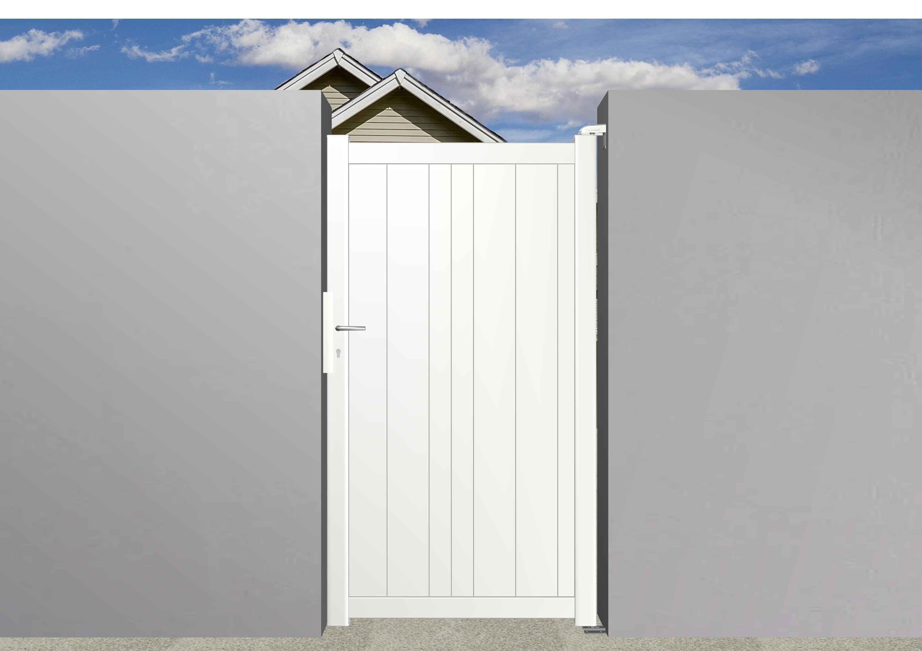 Portillon plein AZAGRA l.100xH.180cm p.droite blanc lisse 9016 | Leroy ...