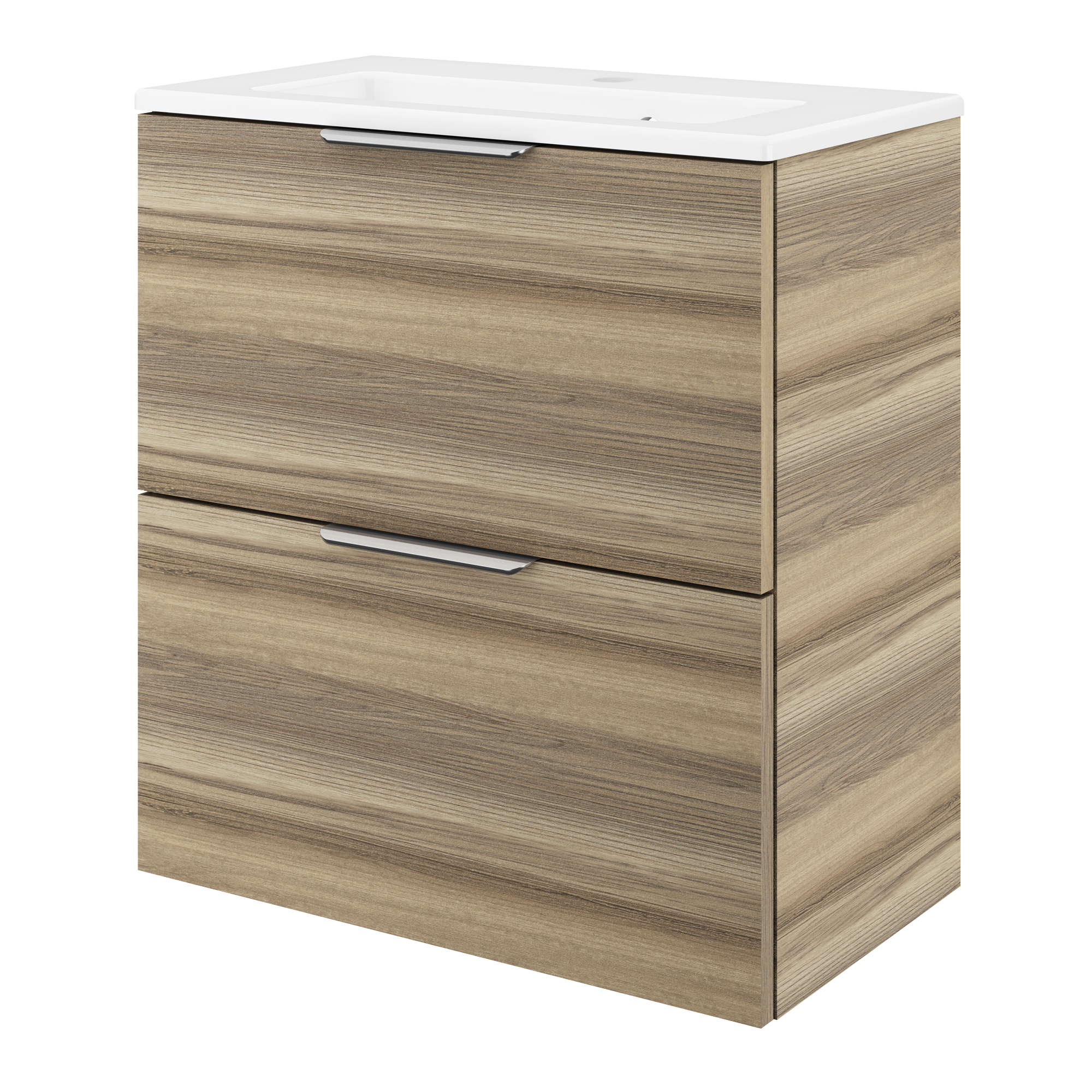 Meuble simple vasque, 2t l.60 x H.64 x P.35 cm, effet capuccino, Neo ...