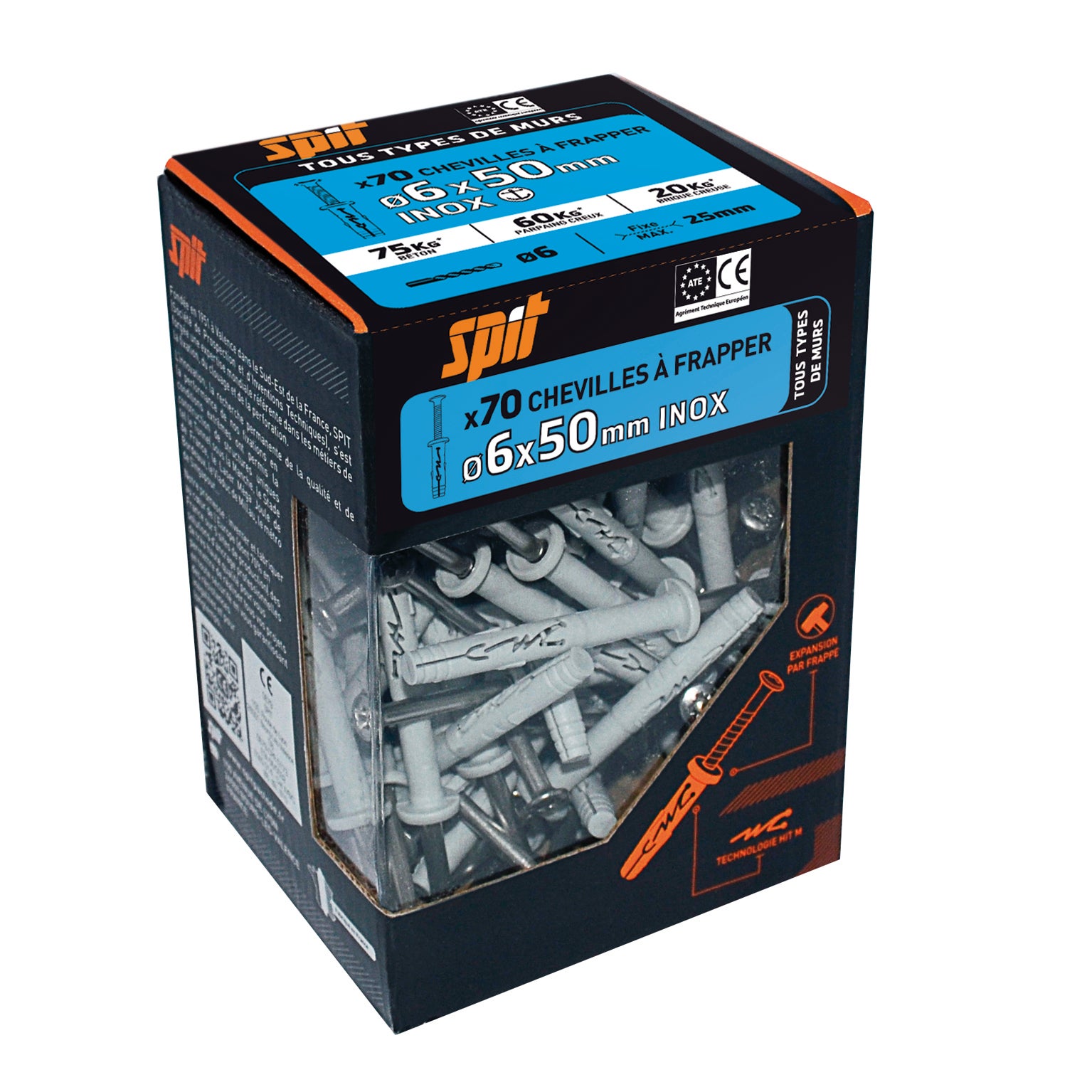 Lot de 70 Cheville murale hit m inox SPIT, Ø6 x L.50 mm | Leroy Merlin