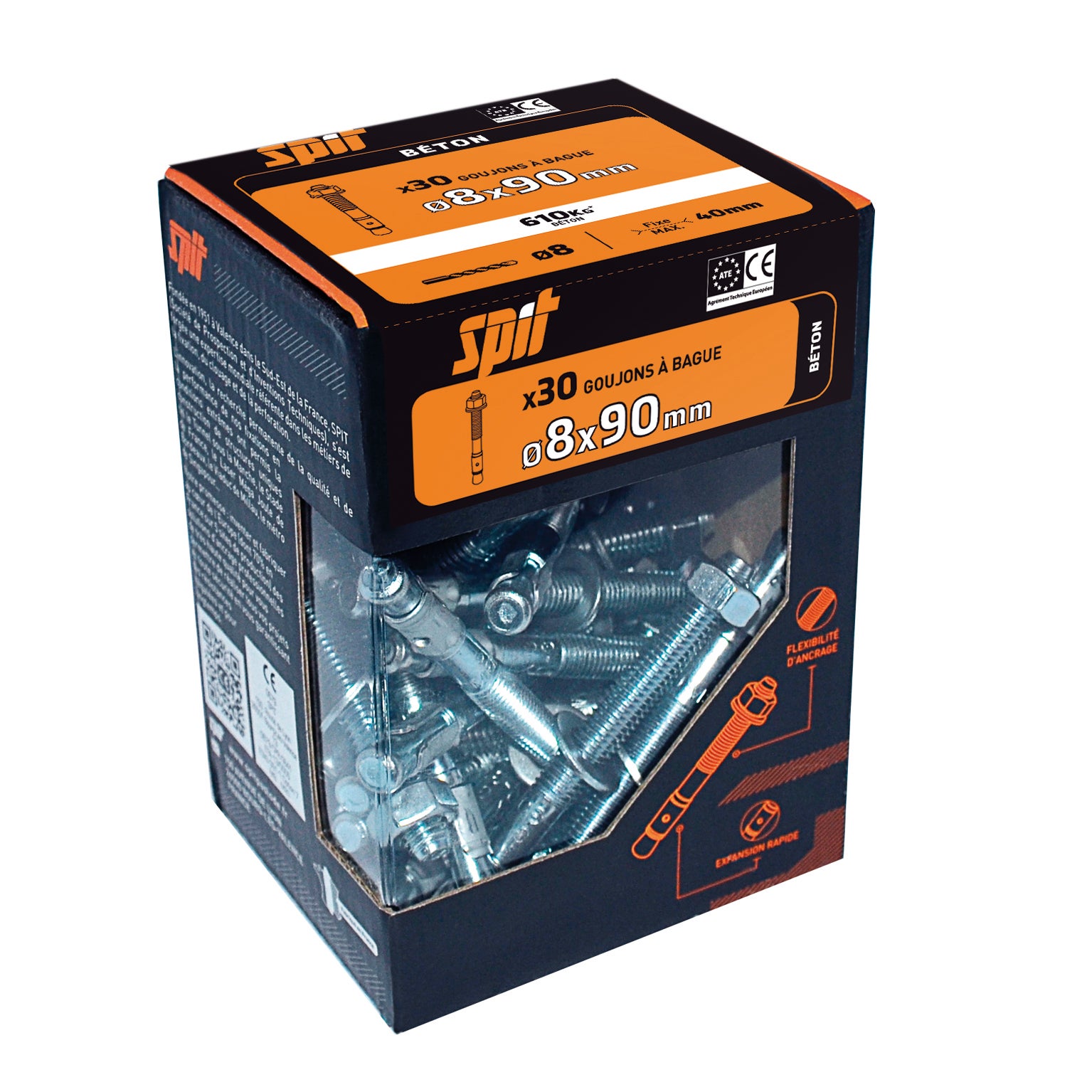 Lot de 30 Cheville murale avec vis fix3 SPIT, Ø8 x L.90 mm | Leroy Merlin