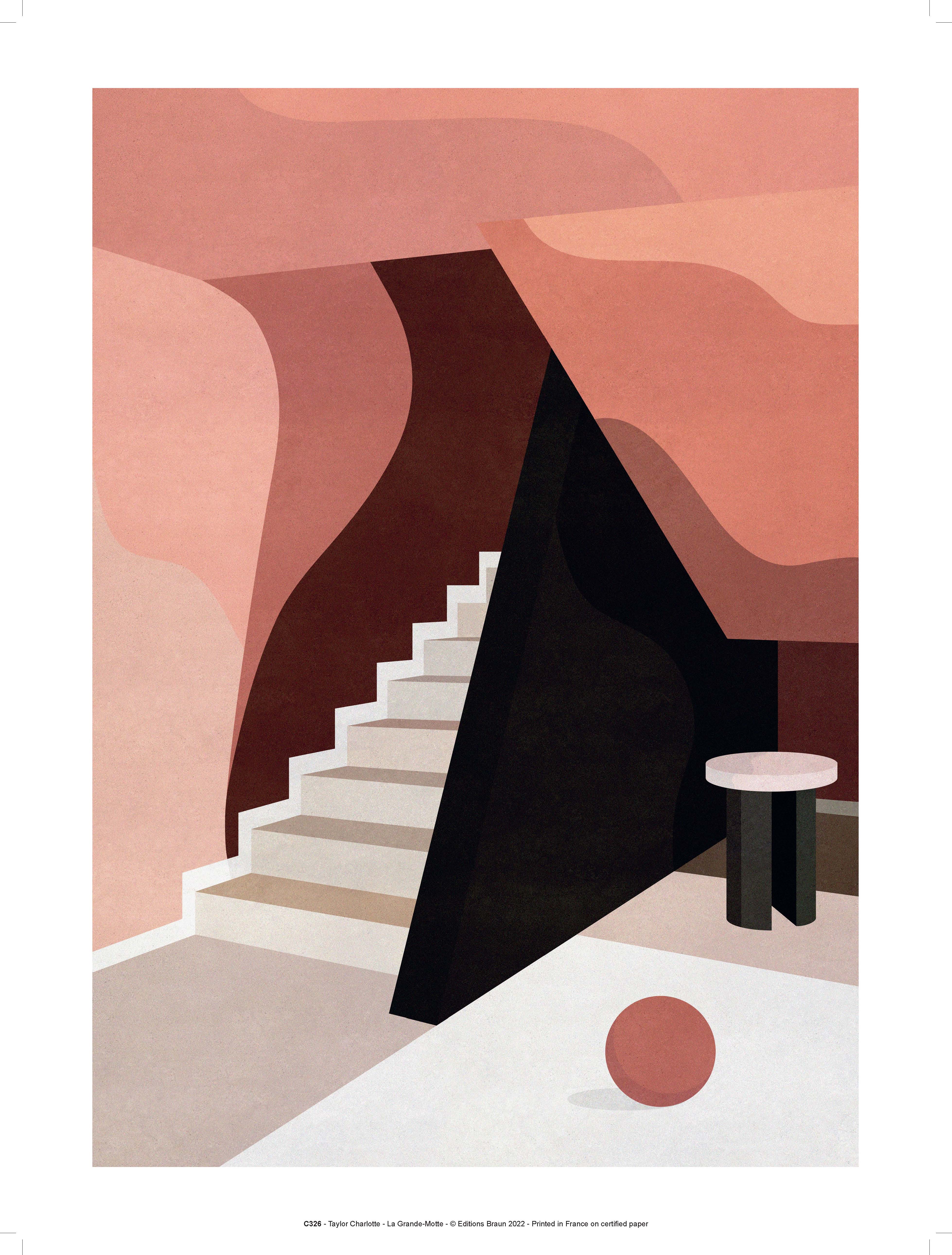 Affiche La grande motte, rose, brun l.40 x H.30 cm | Leroy Merlin