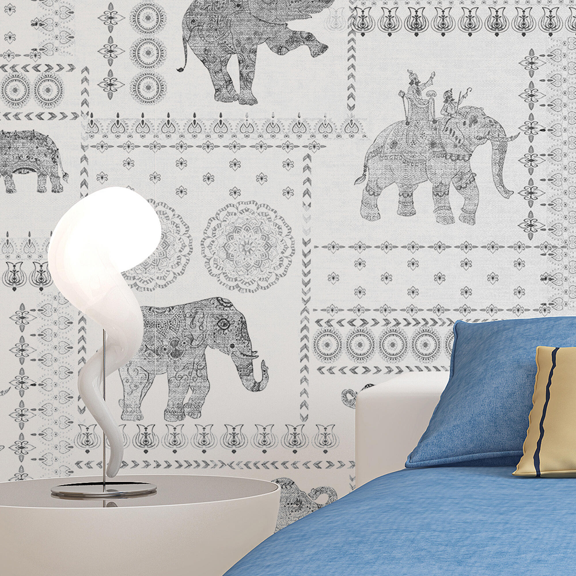 Papel pintado vinilo animales Elefantes gris | Leroy Merlin