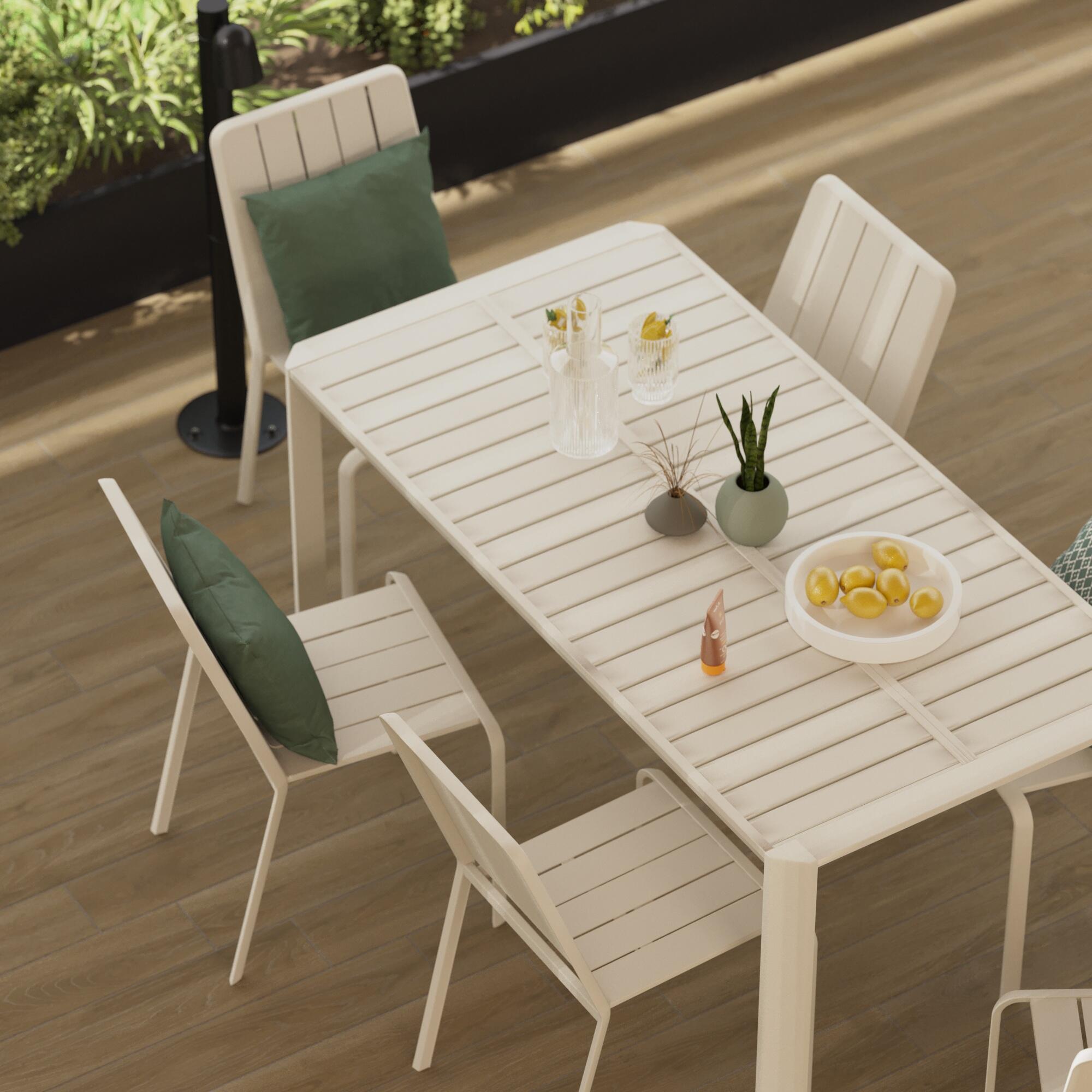 Table de jardin extensible beige Idaho NATERIAL 6 personnes | Leroy Merlin