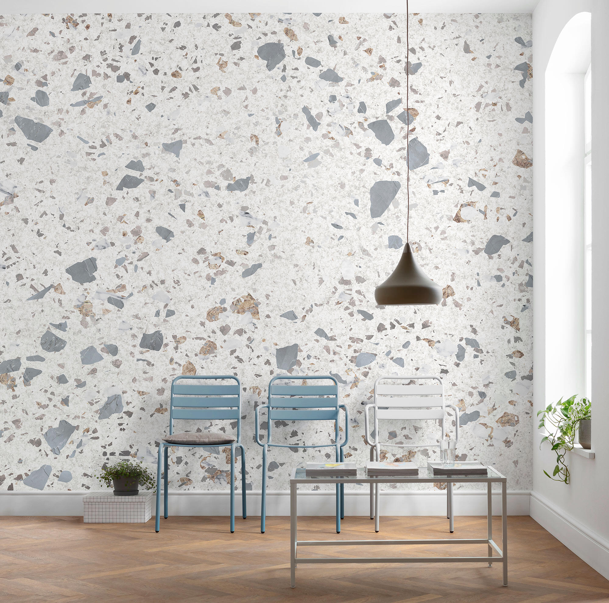 Papier peint panoramique INFINITY II terrazzo blanc l.400 x H.250 cm ...