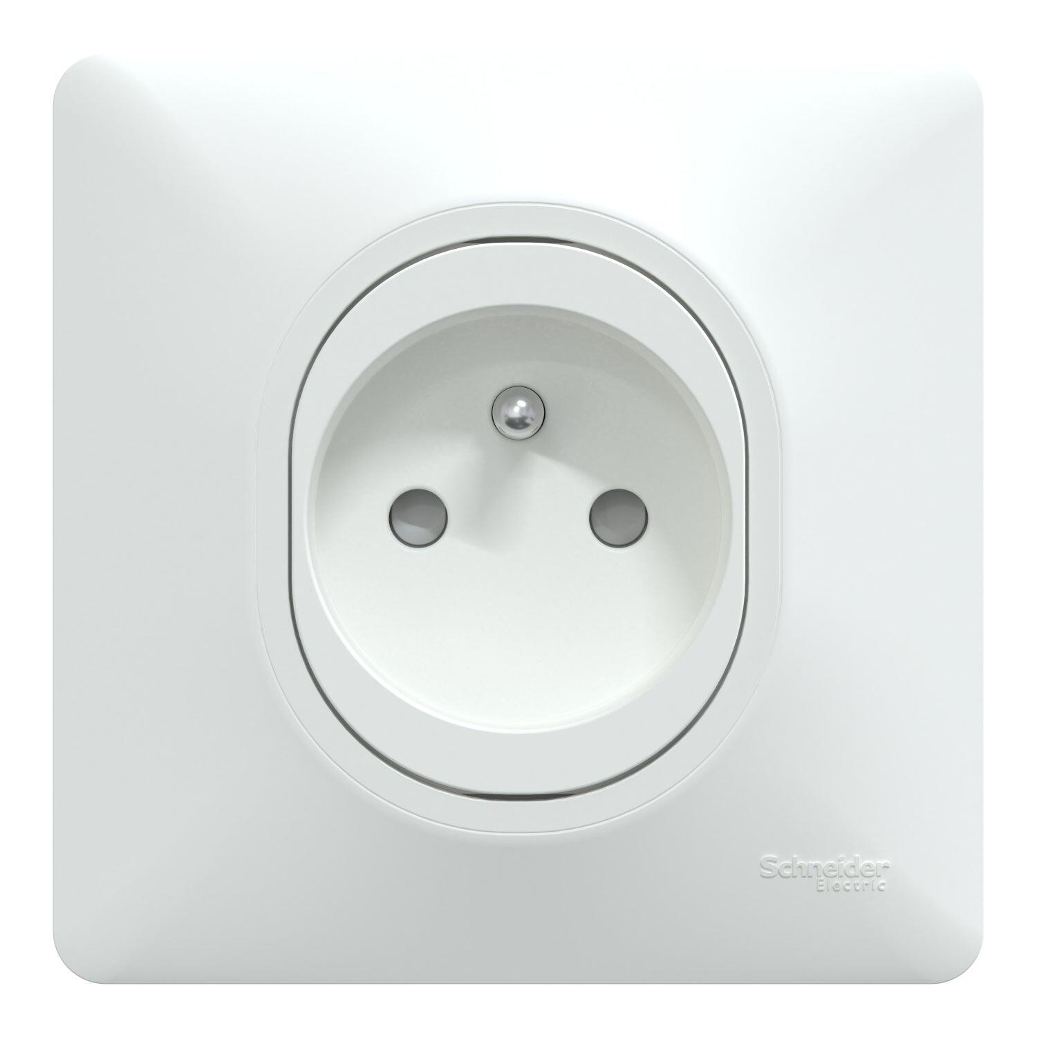 Prise avec terre complet Ovalis, SCHNEIDER ELECTRIC, blanc | Leroy Merlin