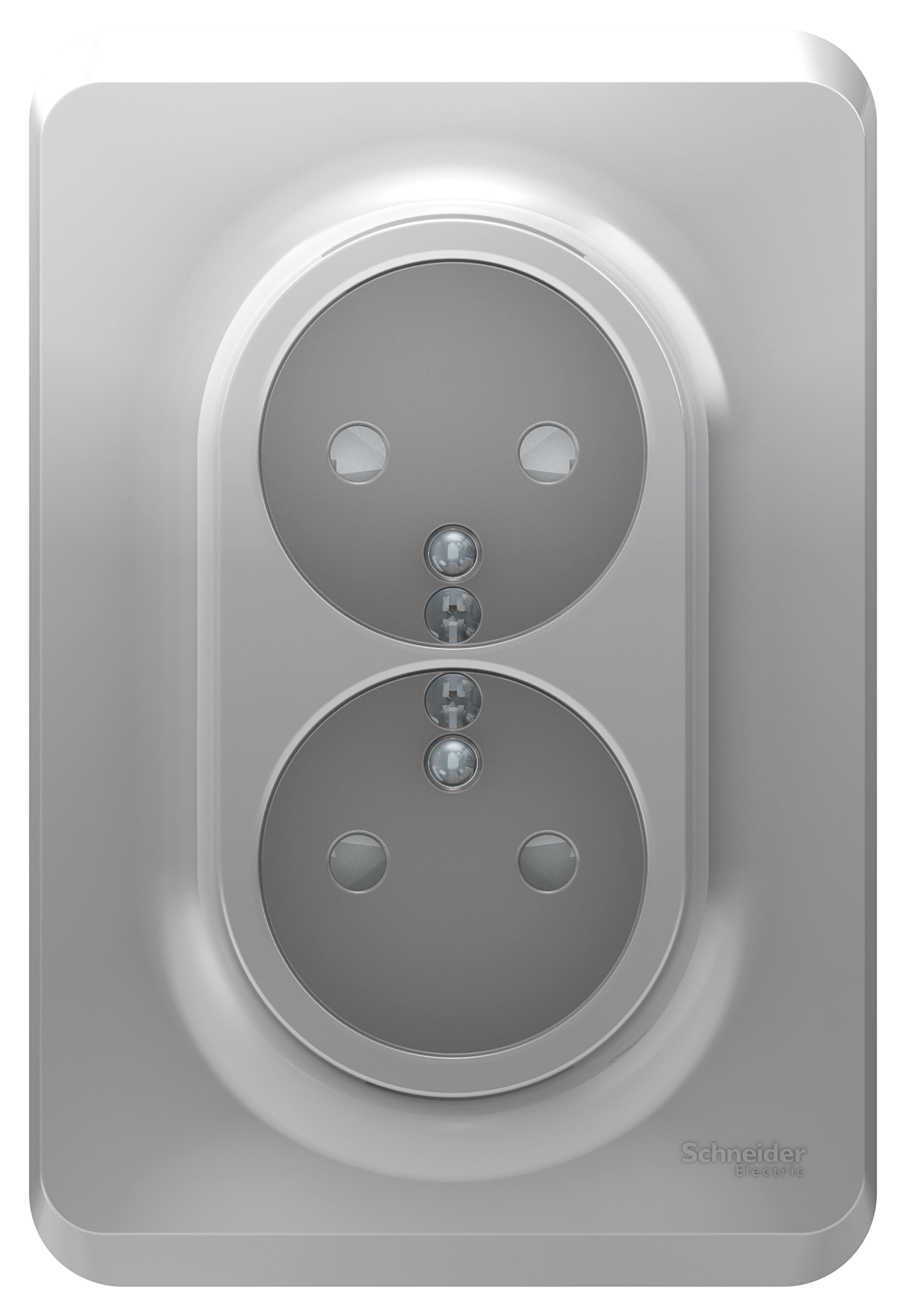 Double prise avec terre à assembler Unica, SCHNEIDER ELECTRIC ...