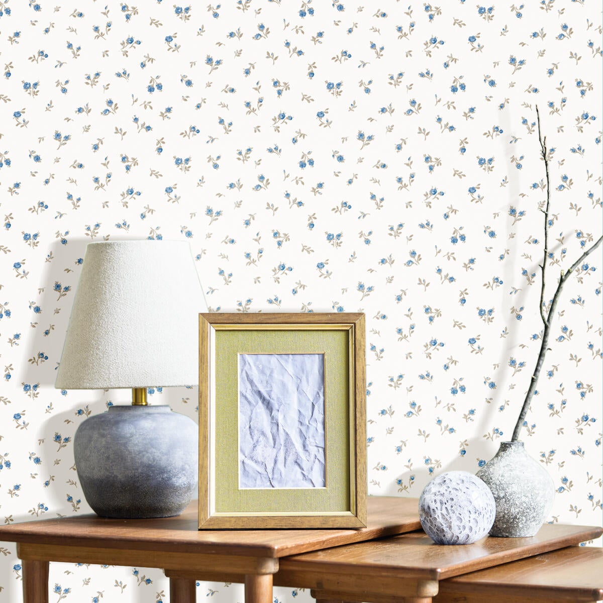 Papier peint intissé Garden party fleurs bleu | Leroy Merlin