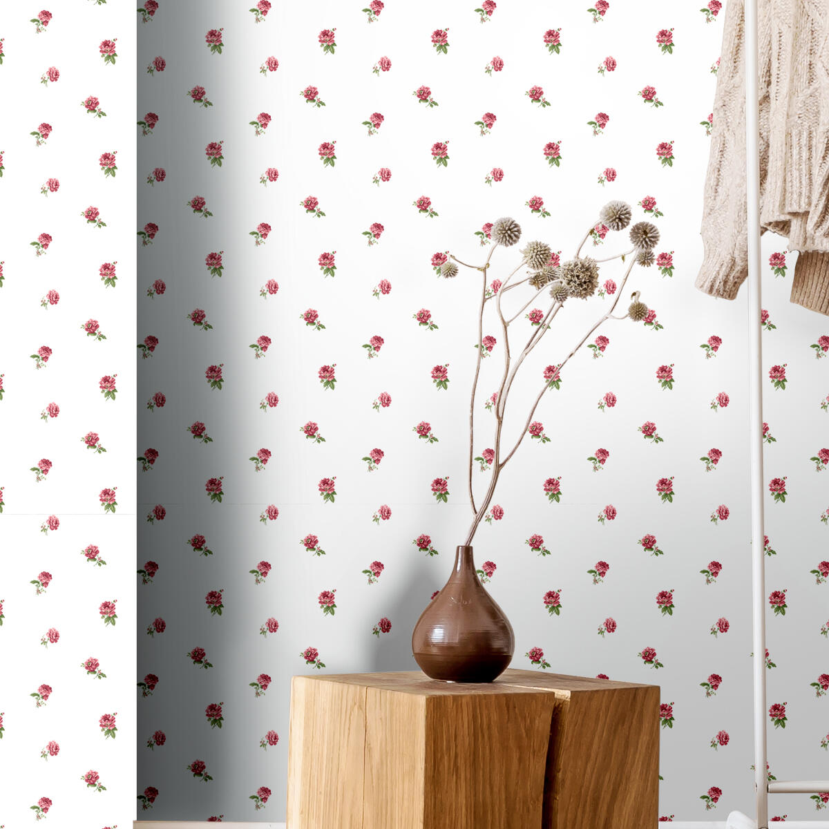 Papier peint intissé Garden party petites fleurs rouge | Leroy Merlin