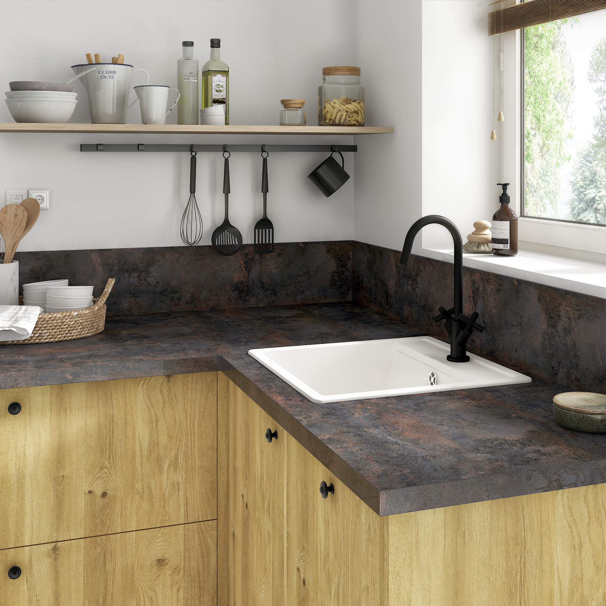 Plan de travail stratifié Underground L.315 x P.65 cm, Ep.38 mm | Leroy ...