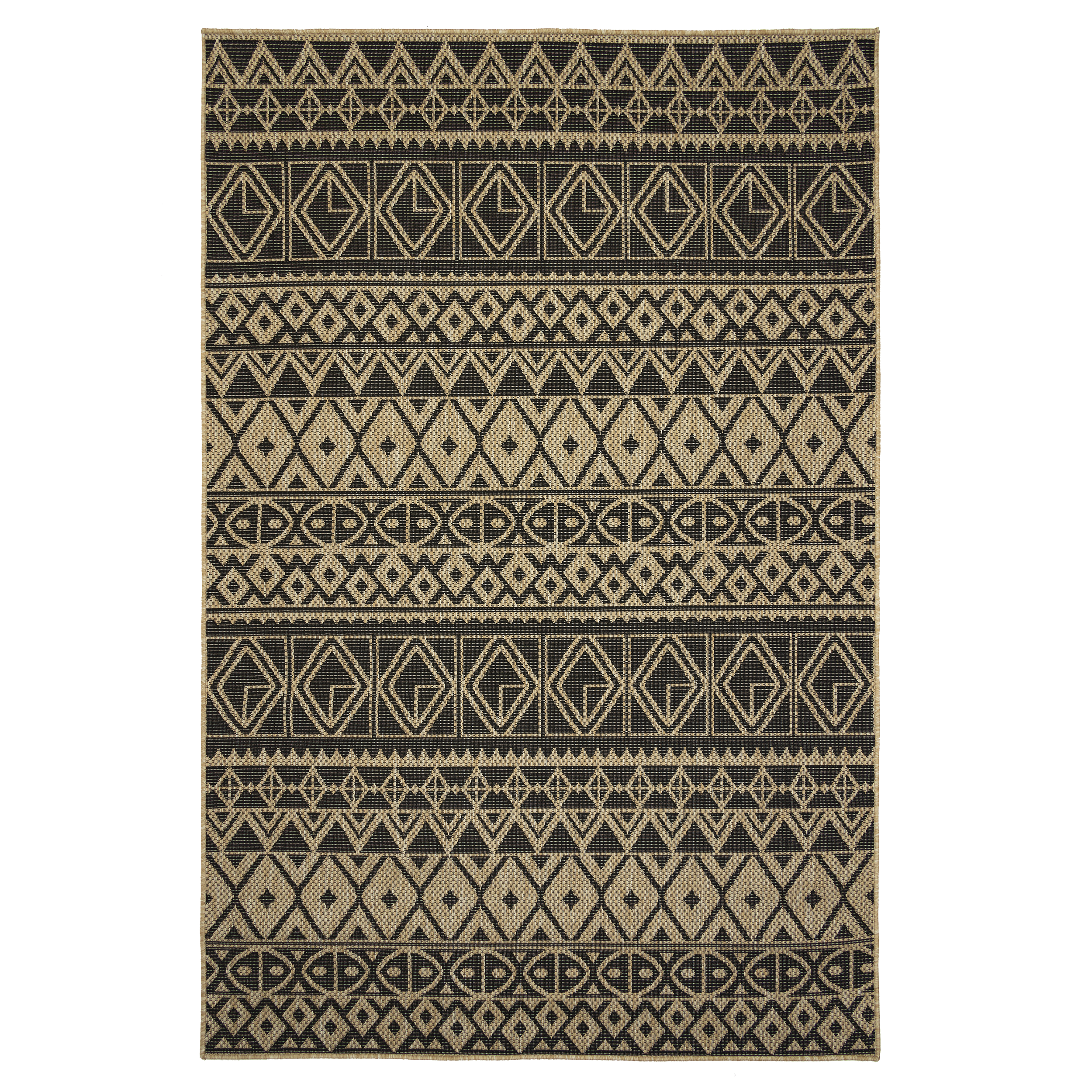 Dywan zewnętrzny Panama Geometryczny beżowo-czarny 60 x 90 cm - Leroy ...