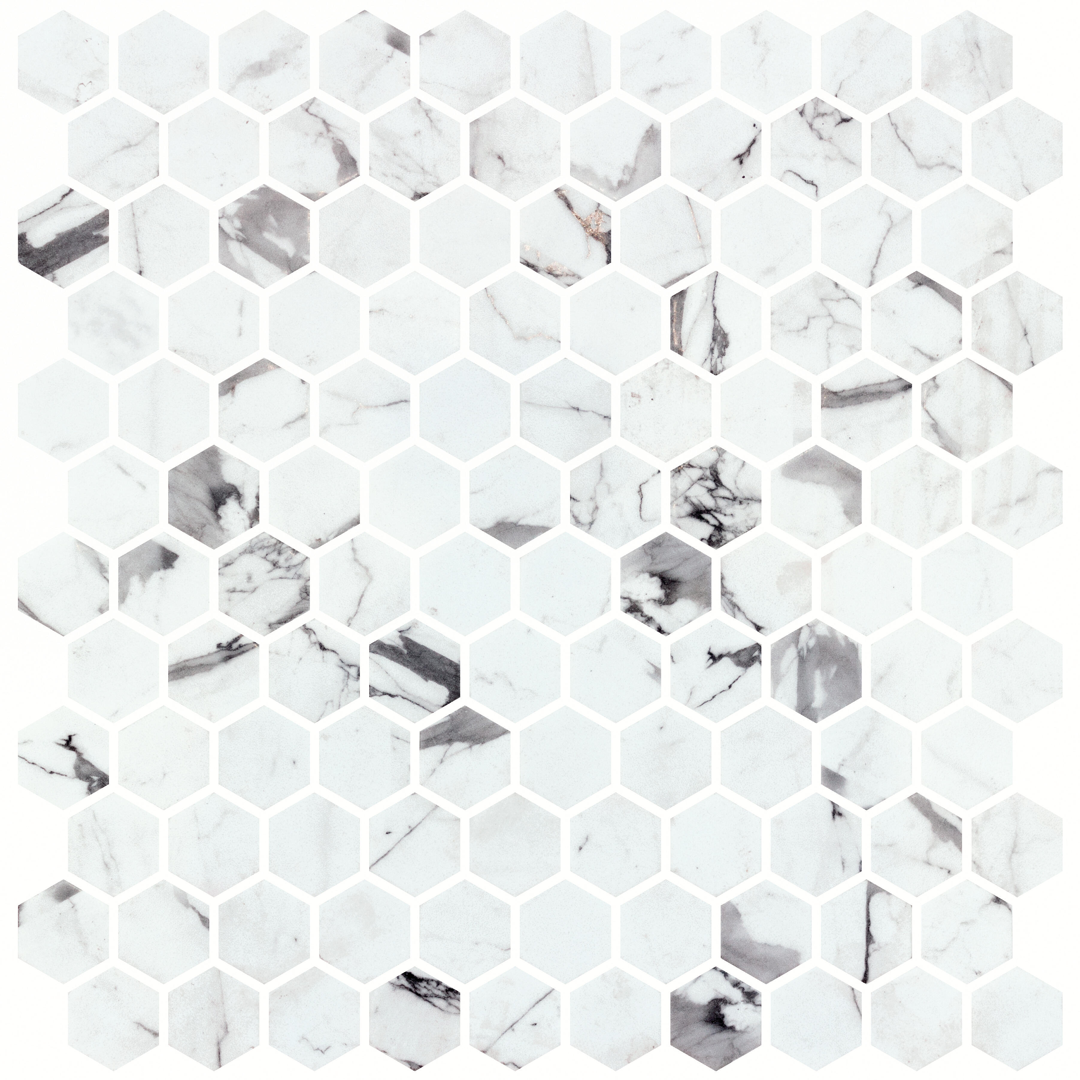 Azulejo mosaico vidrio Hex Ecostones efecto vidrio blanco 30.1x30.1 cm ...