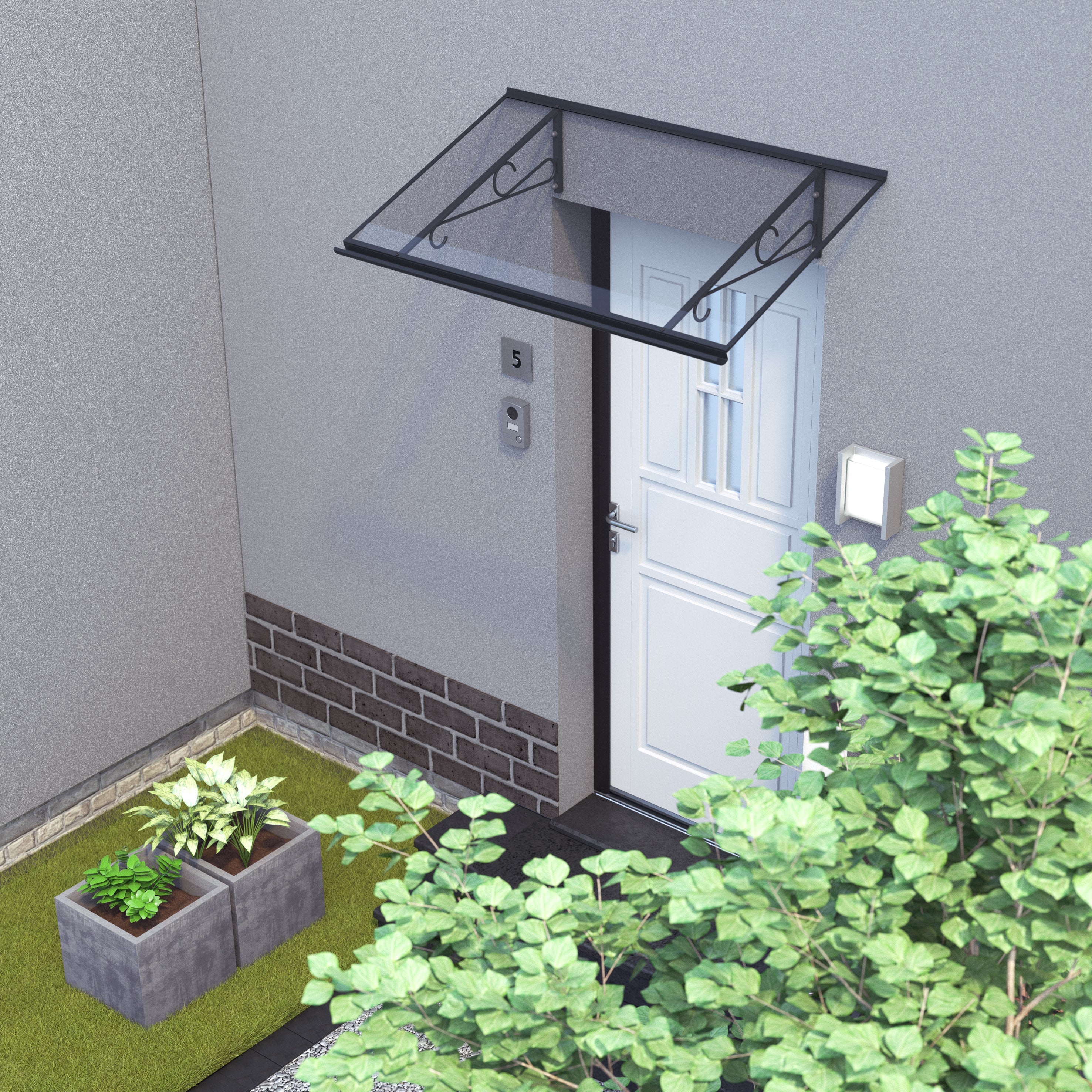 Auvent de porte d'entrée alu anthracite Foster, l.140 x H.28 x P.79 cm ...