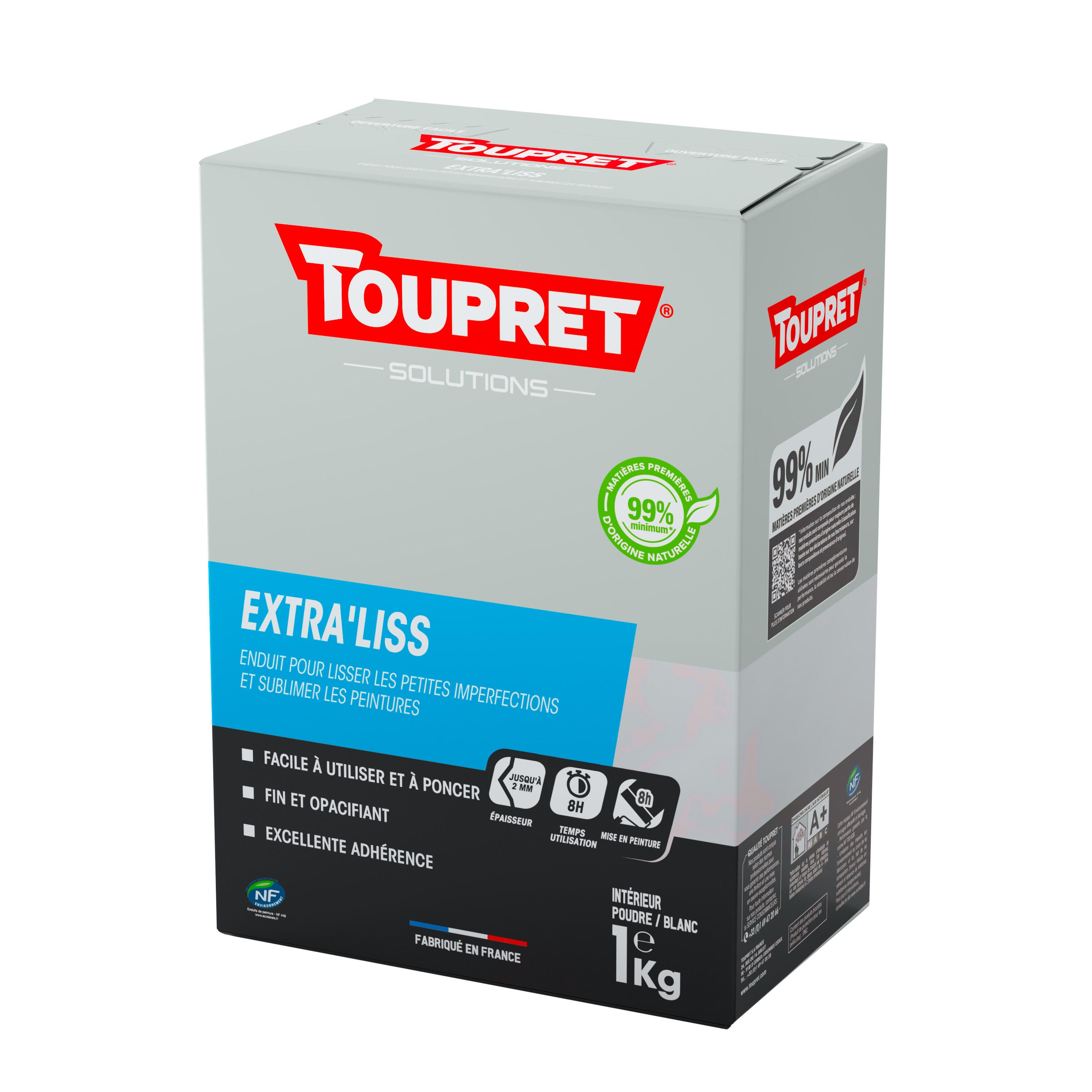 Enduit de lissage en poudre Extra liss TOUPRET blanc 1 kg | Leroy Merlin