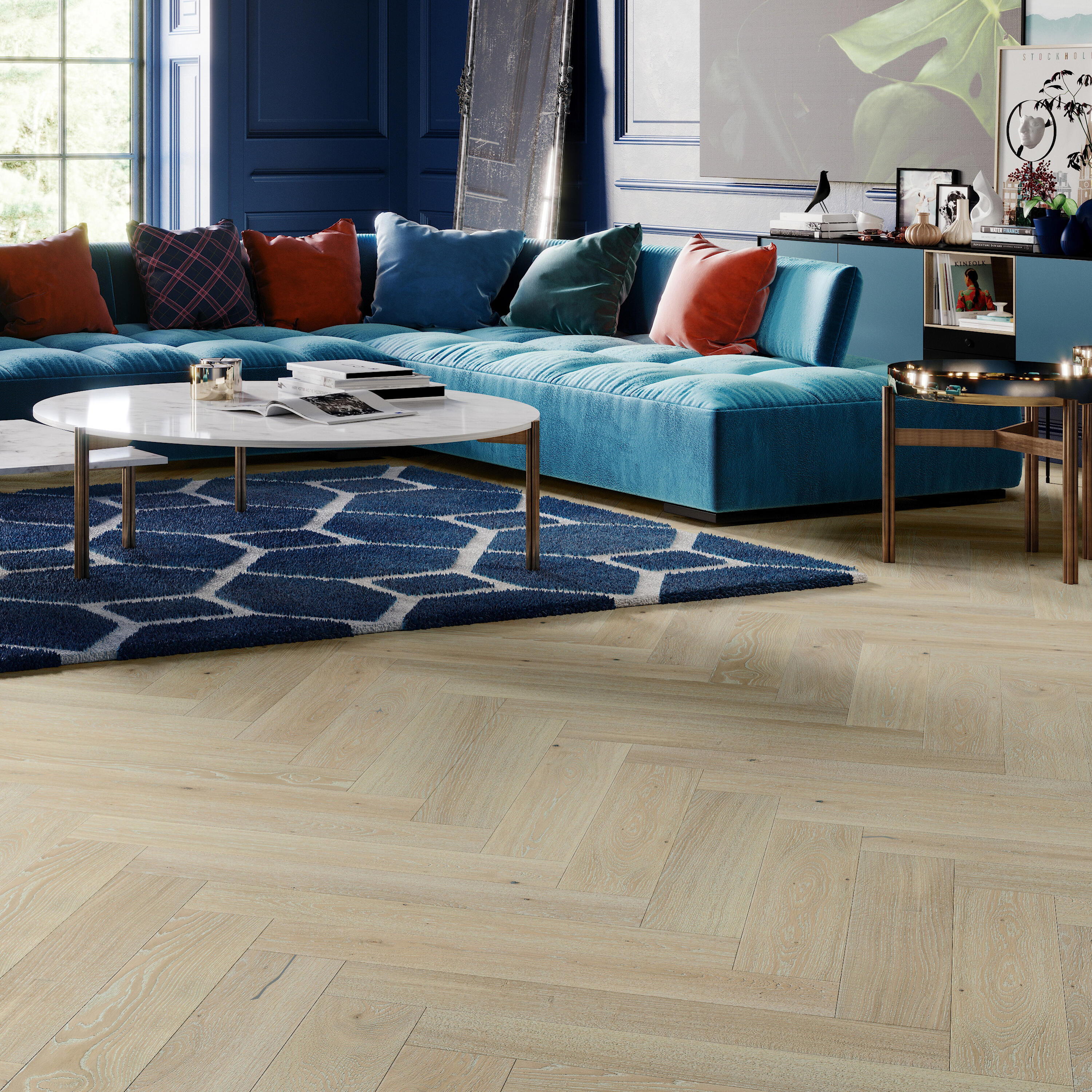 Parquet contrecollé cérusé blanc bâton rompu vitrifié, l.13 cm | Leroy ...