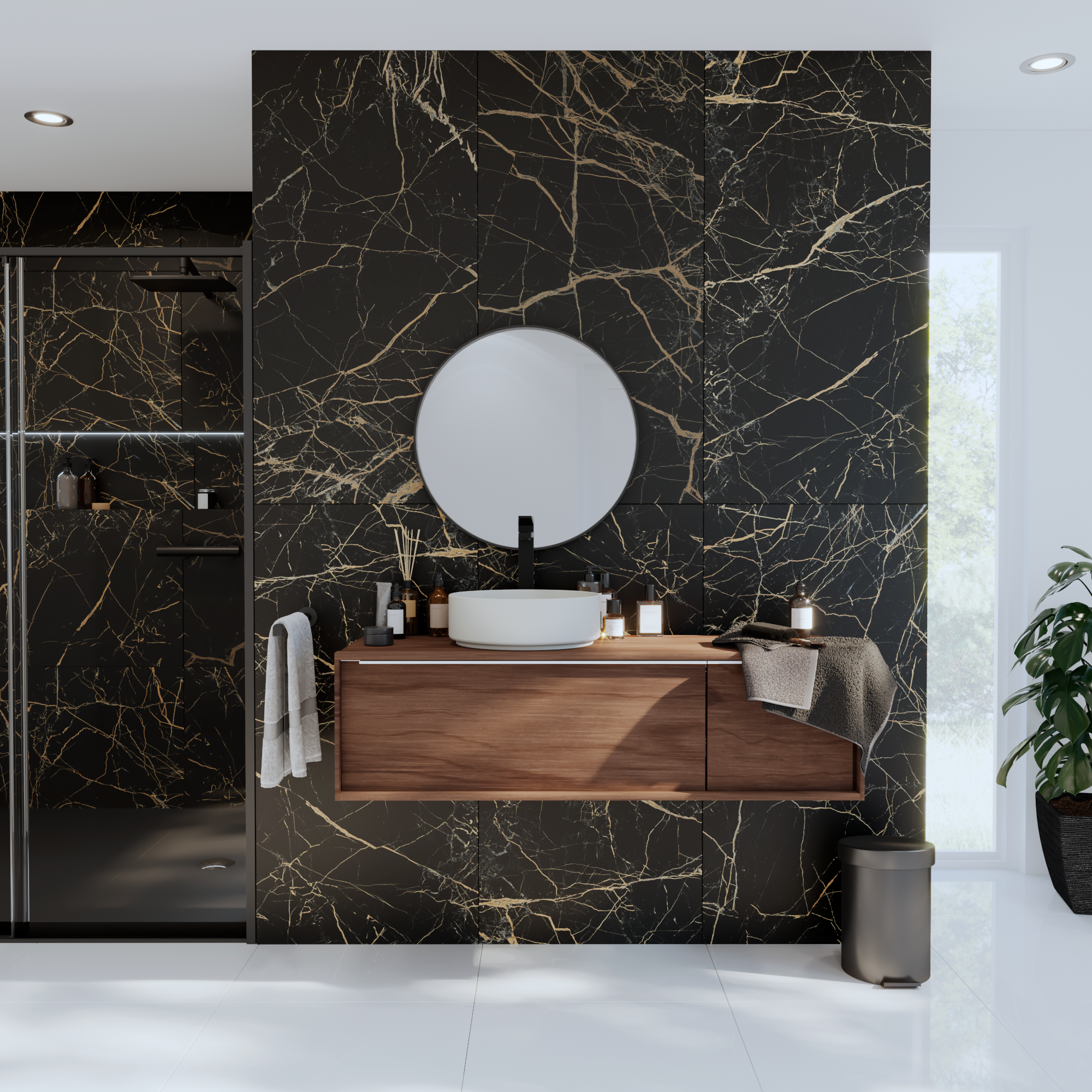 Carrelage sol intérieur / mur intérieur effet marbre noir Blush l.60 x ...