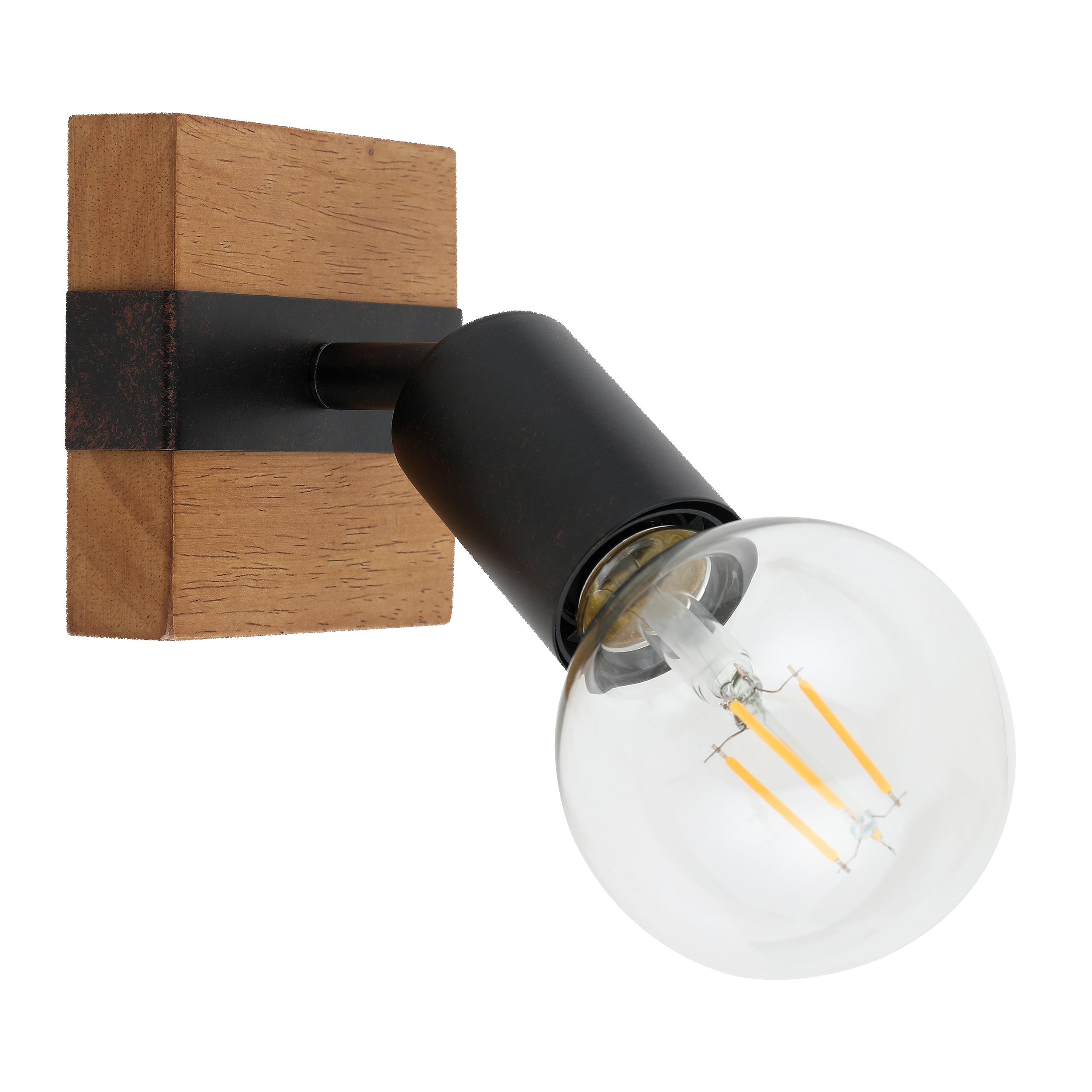 Reflektor Molini czarny z drewnem E27 Italux - Leroy Merlin