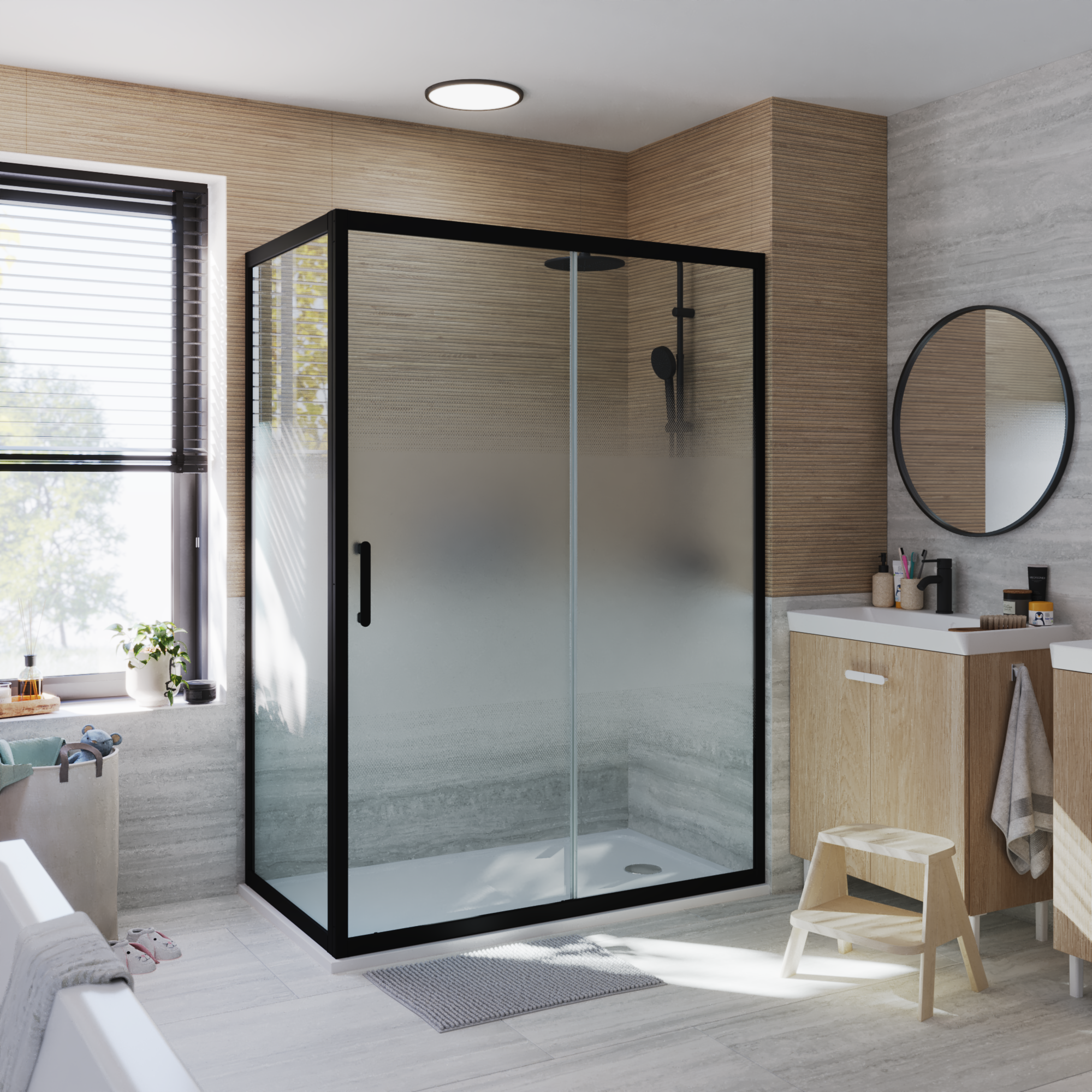 Box doccia rettangolare scorrevole Easy 120 x 70 cm, H 190 cm in vetro ...