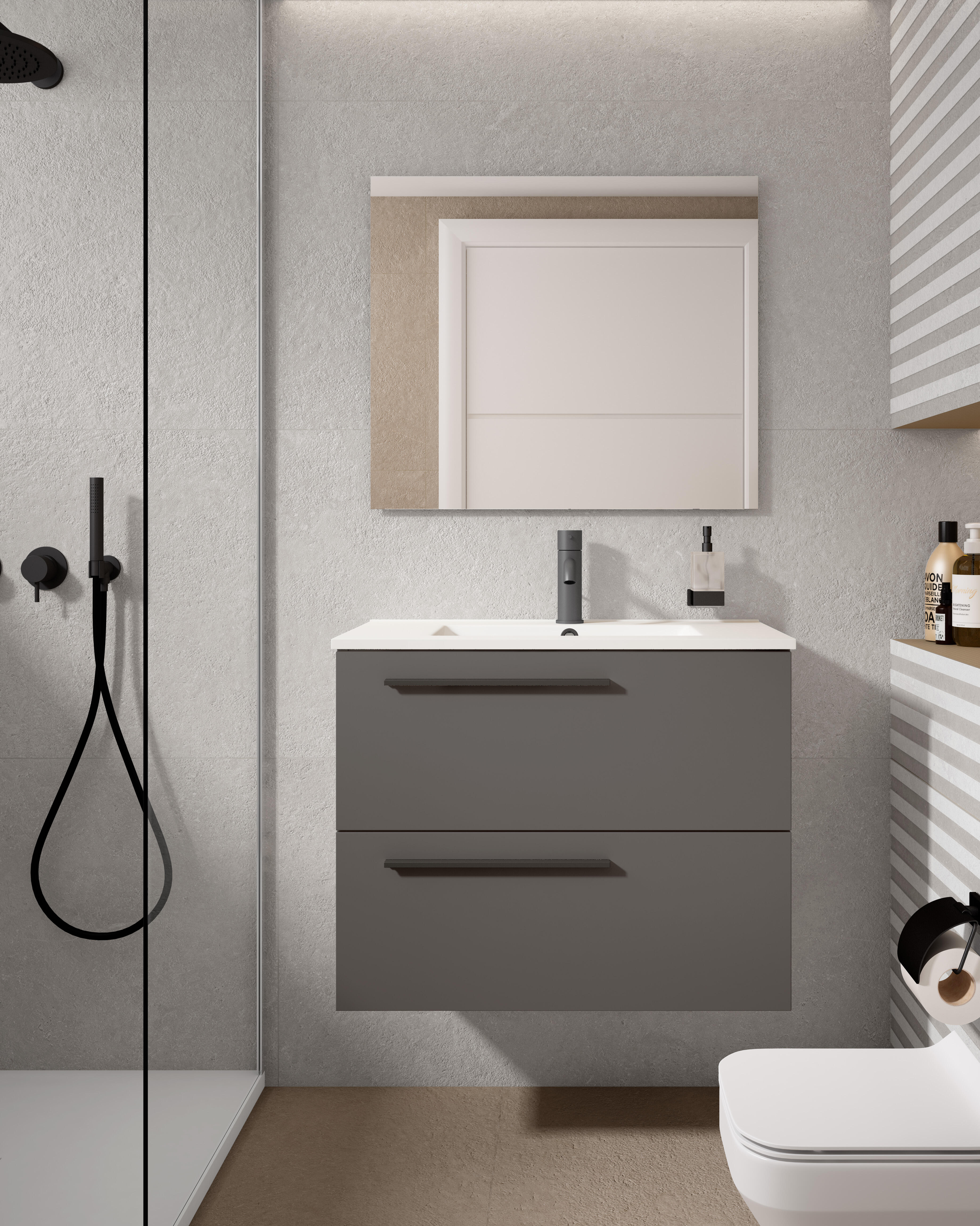 Mueble de baño con lavabo Mía antracita mate 70x40 cm | Leroy Merlin