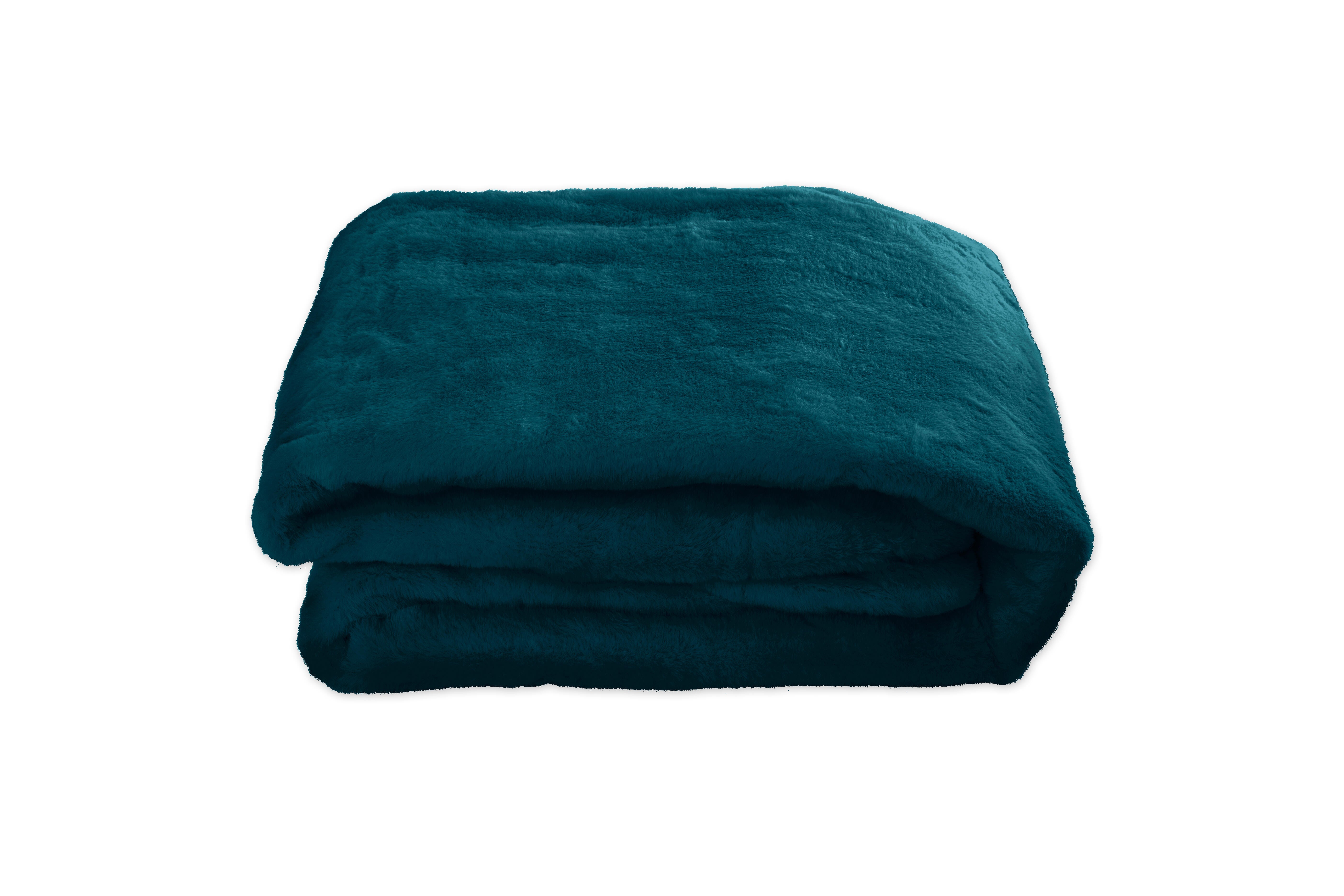 Manta imitación piel Fox Mink rectangular poliéster azul overlock y ...