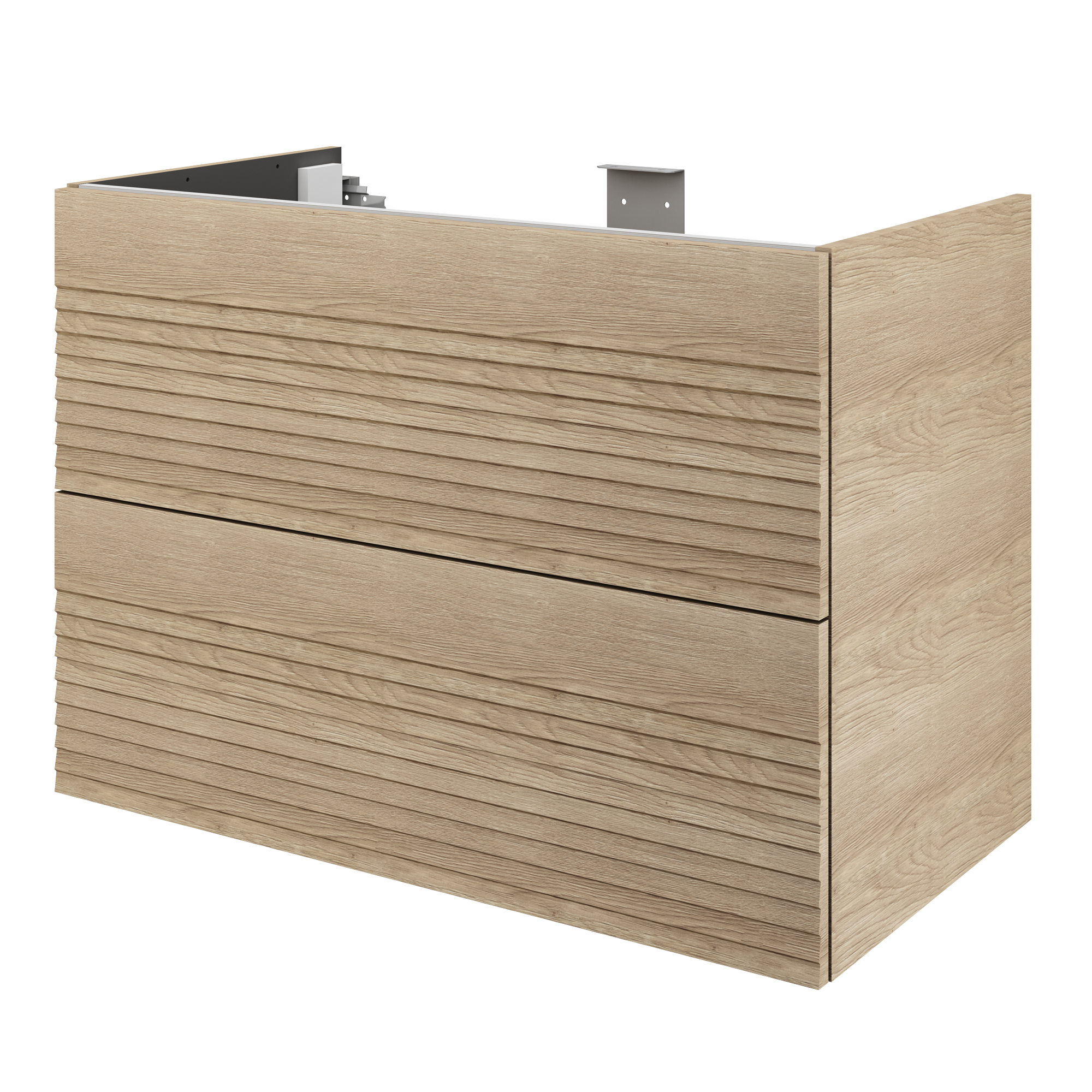 Meuble sous-vasque, 2t L.90cm x H.64cm x P.48cm effet chêne cashmere ...