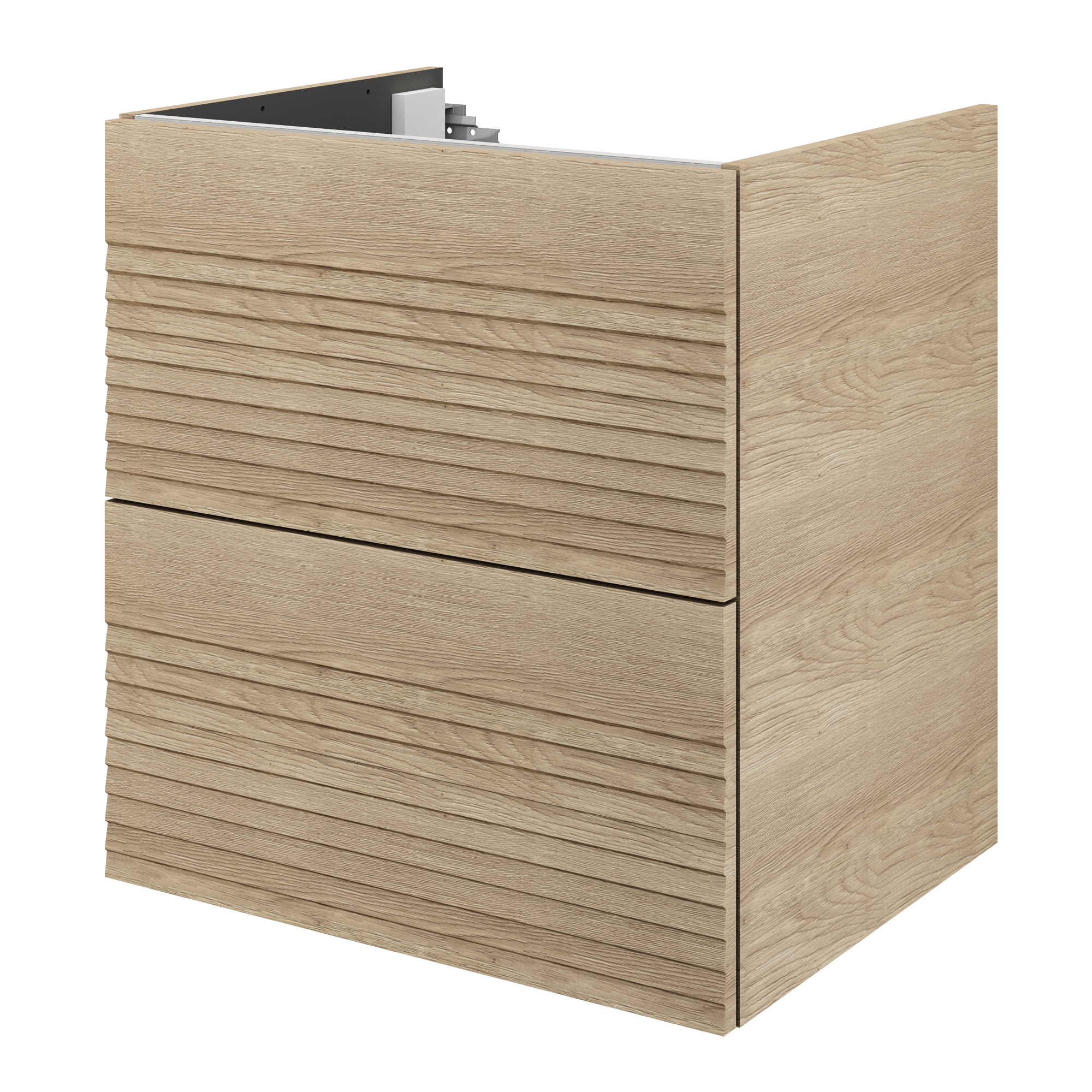 Meuble sous-vasque, 2t L.60cm x H.64cm x P.48cm effet chêne cashmere ...