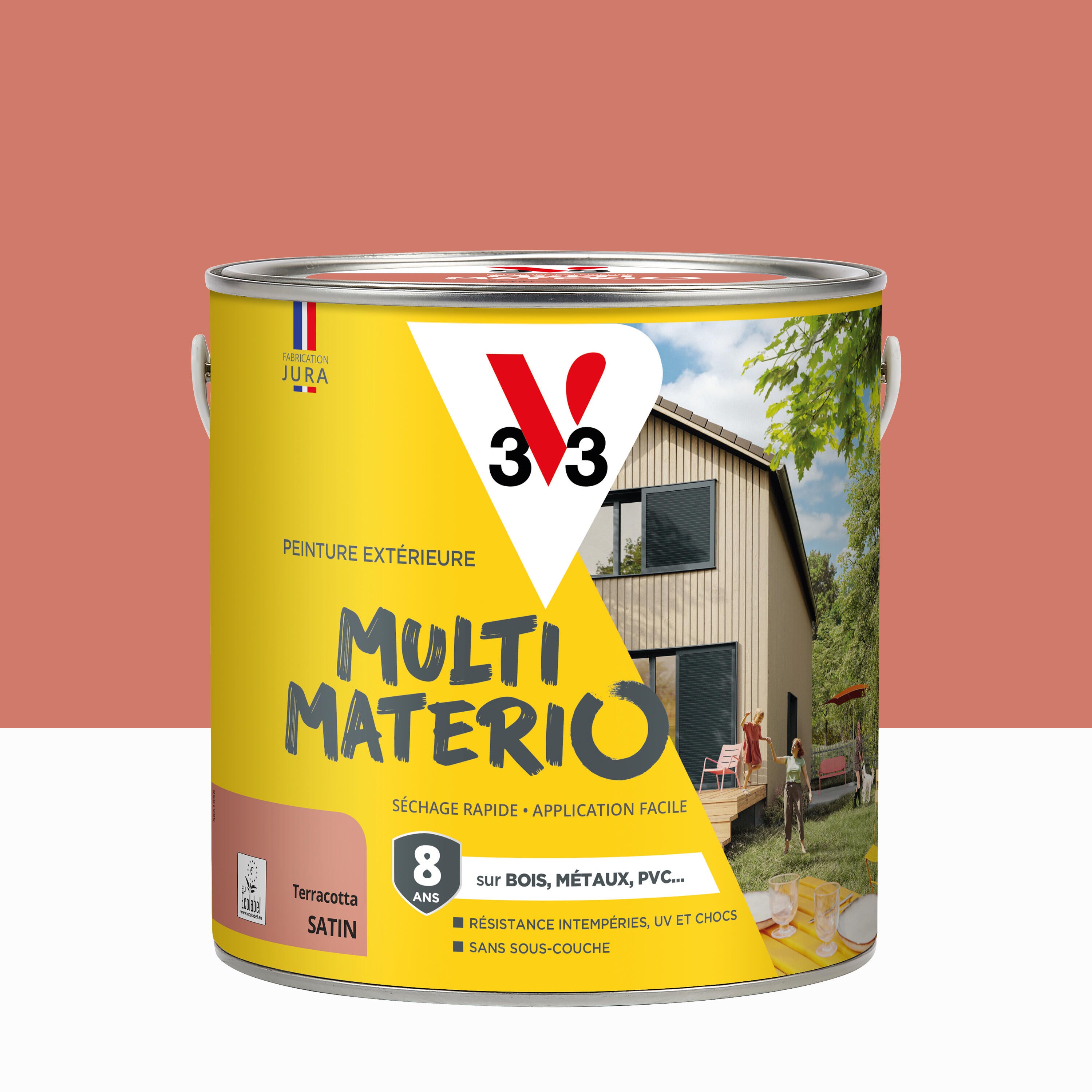 Peinture extérieure bois, fer, plastique V33 terracotta satiné 2l ...