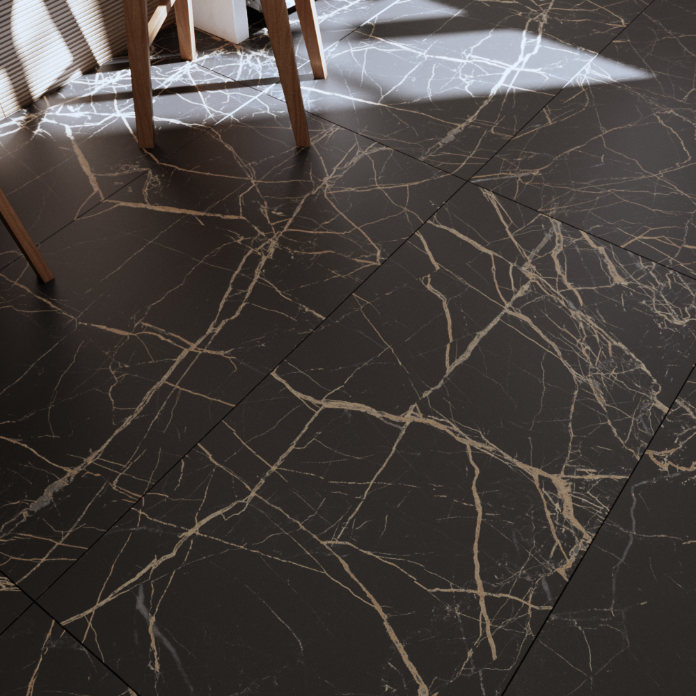 Carrelage sol intérieur / mur intérieur effet marbre noir Blush l.60 x ...